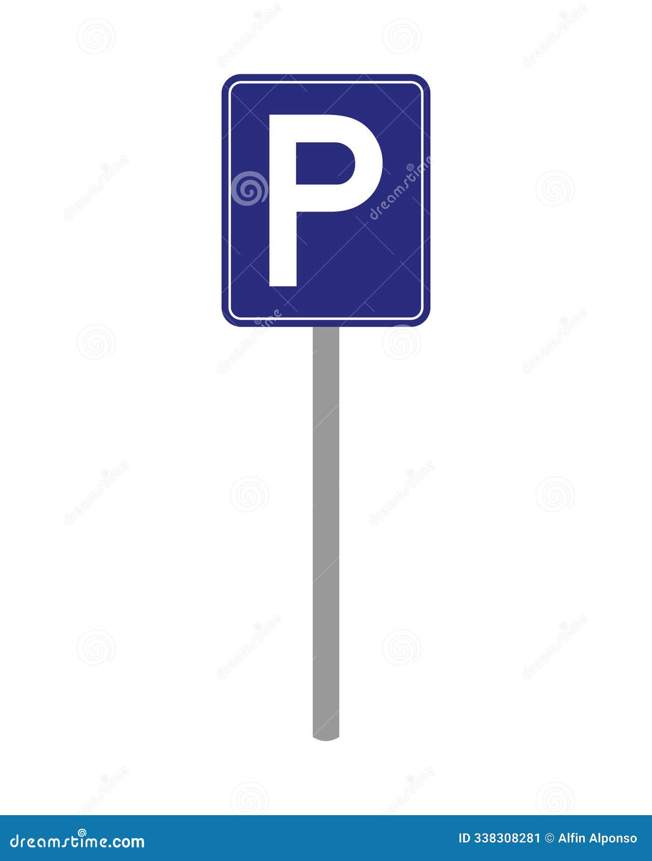 Vector Parking Zone Sign with Pole Stock Illustration - Illustration of ...