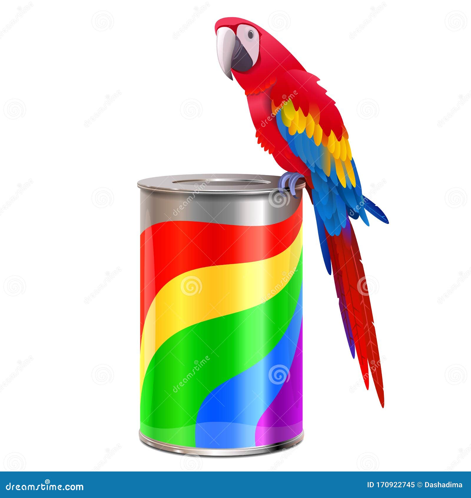 Vector Parrot with Paint Can Stock Vector - Illustration of paint, blue ...