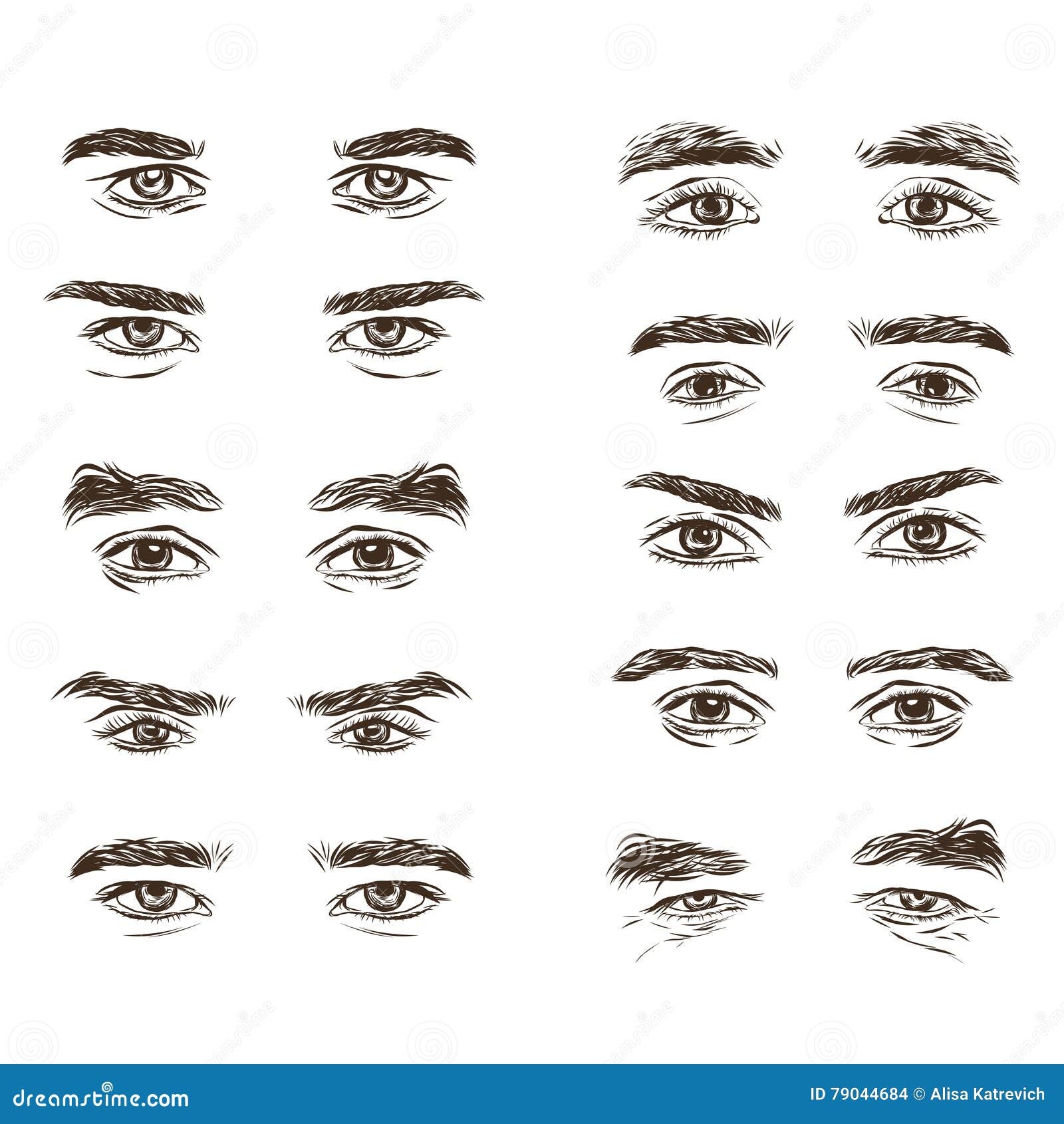 Vector Part of the Male Person S Eyes and Eyebrows. Stock Vector ...