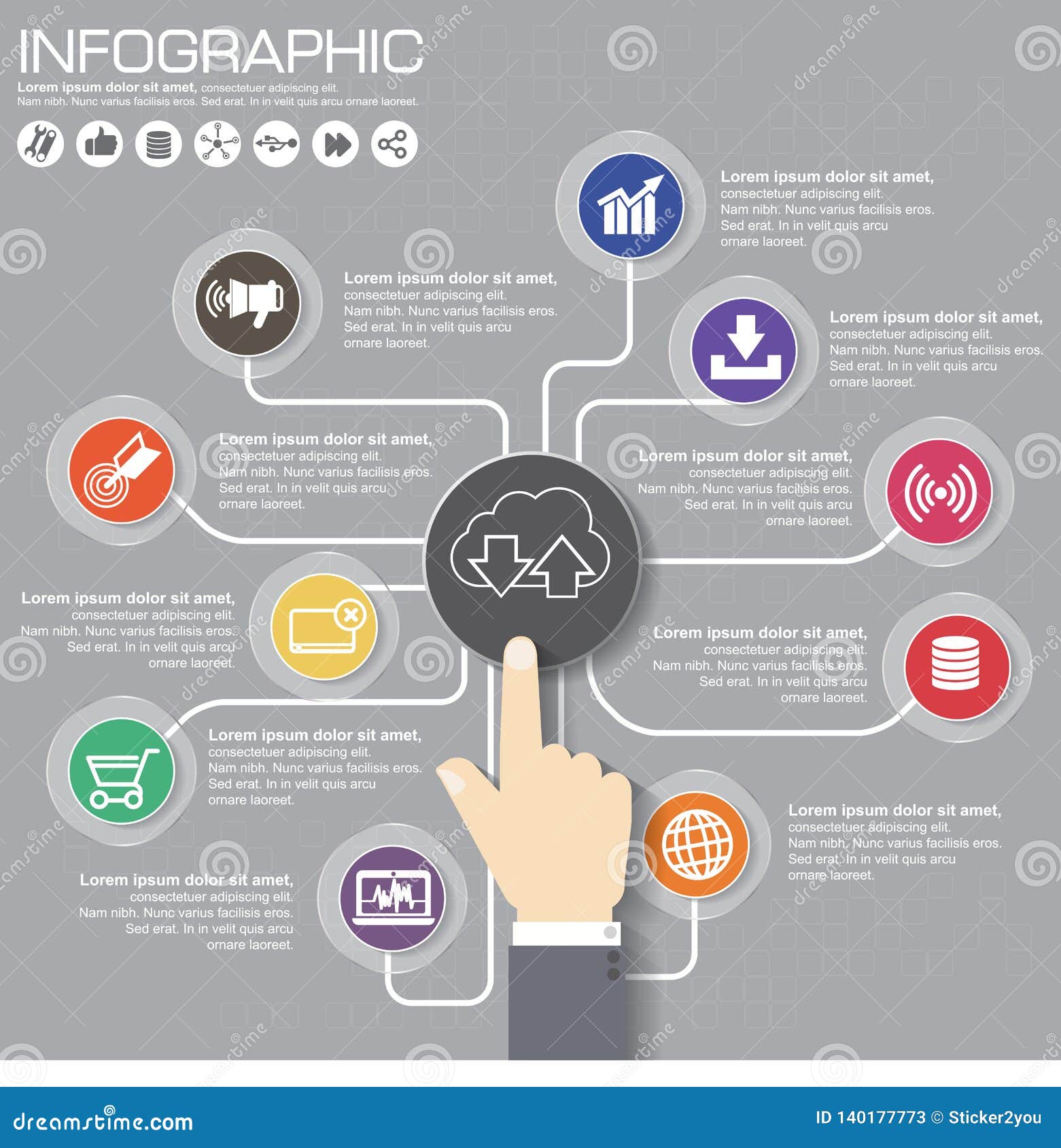 Part Of The Report With Icons Set. Business Concept With 8 Variations ...