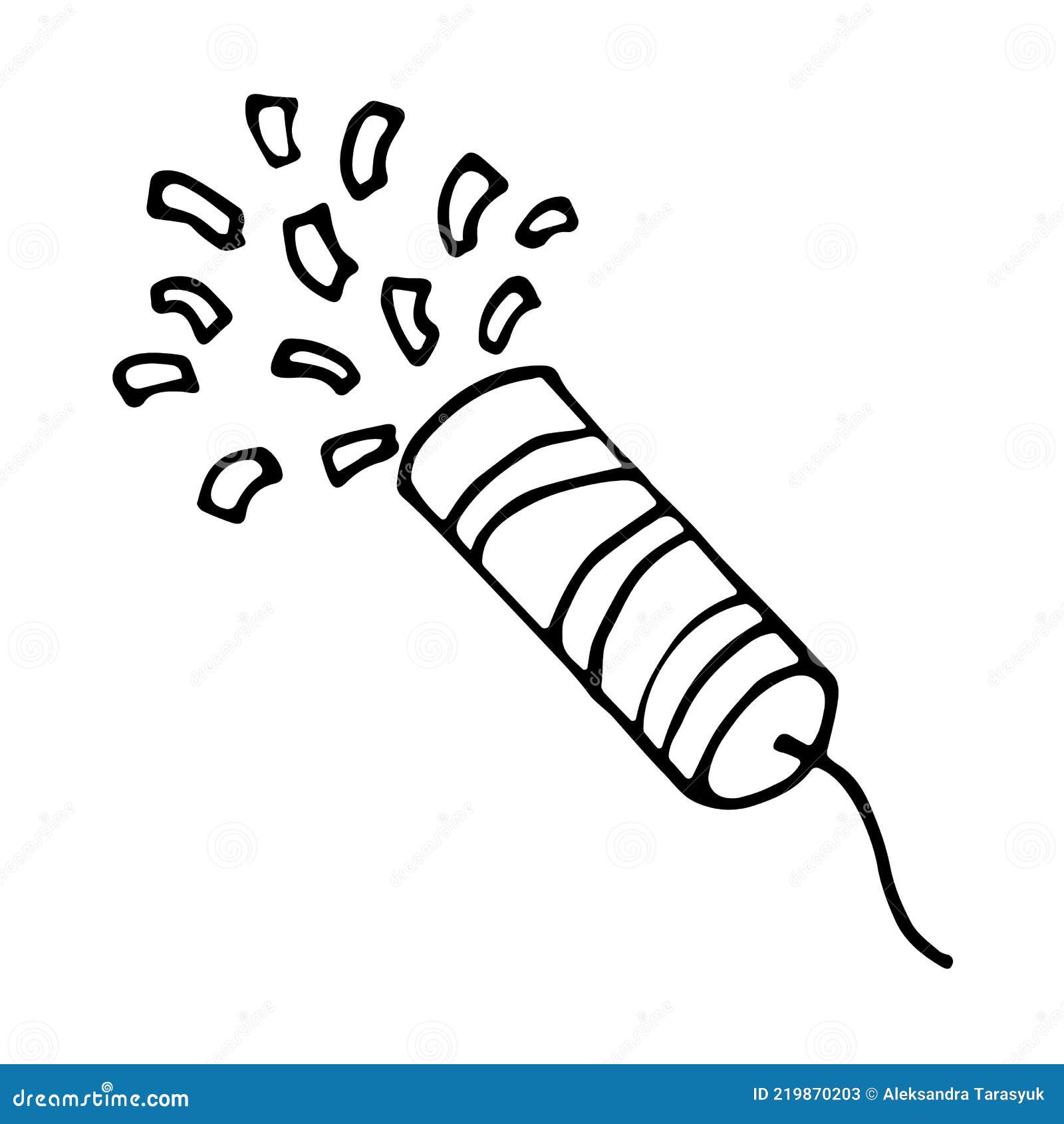 Vector Party Cracker with Confetti in Doodle Style. Hand Drawn ...