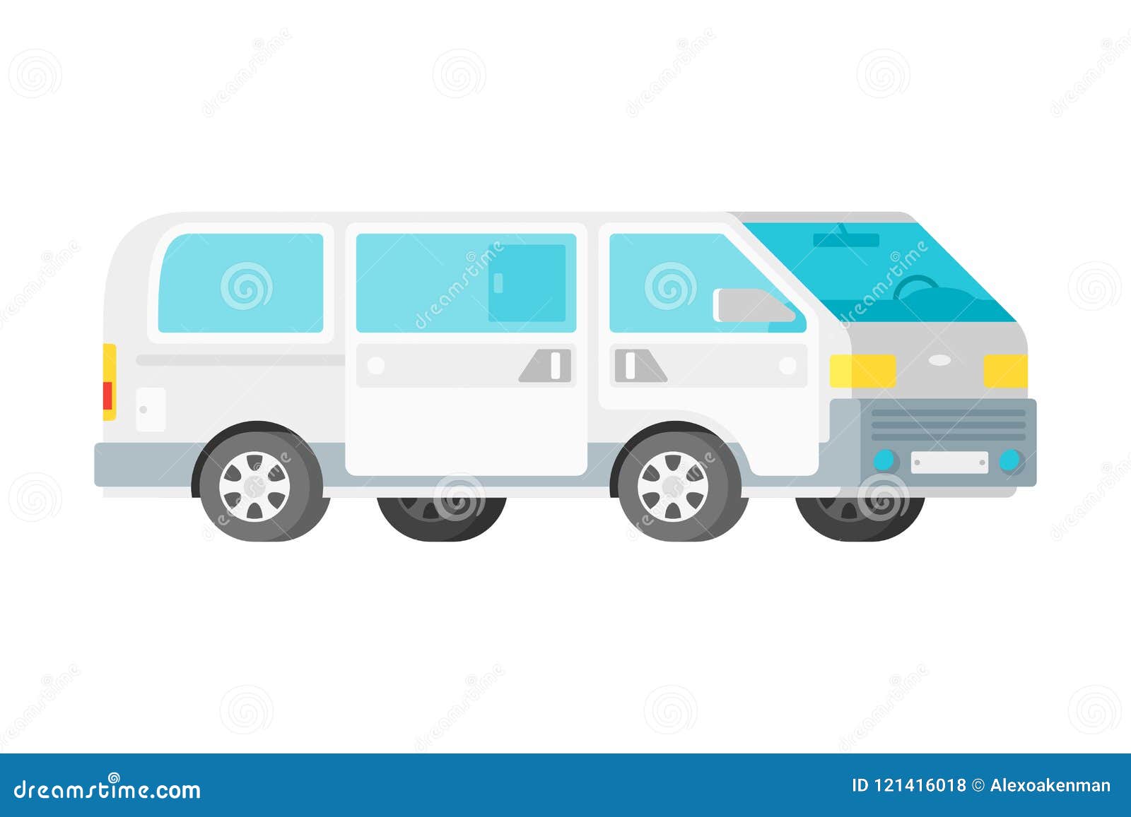 Vector Passenger Mini Van in Flat Style Stock Vector - Illustration of ...