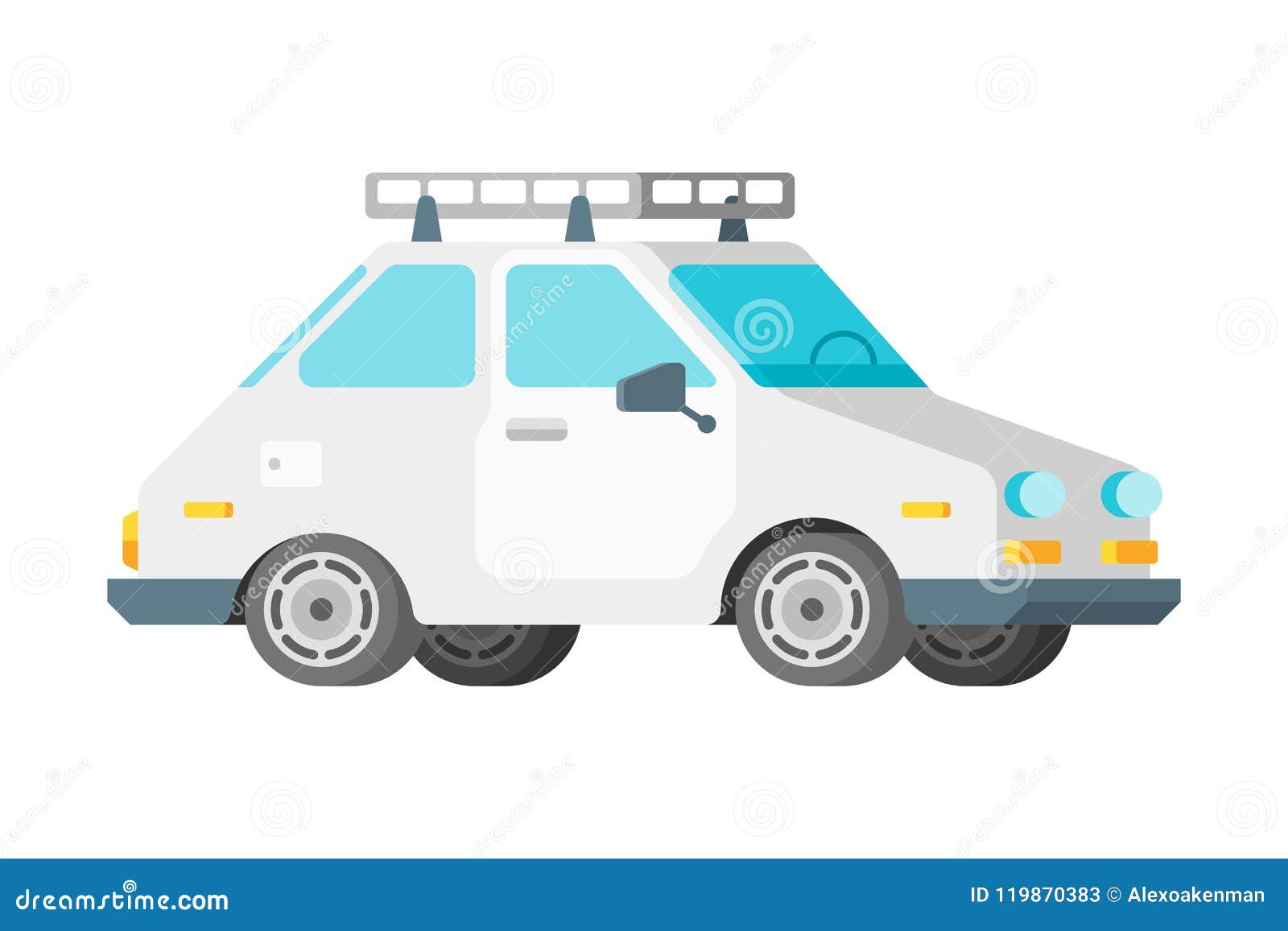 Vector Passenger Small Car in Flat Style Stock Vector - Illustration of ...