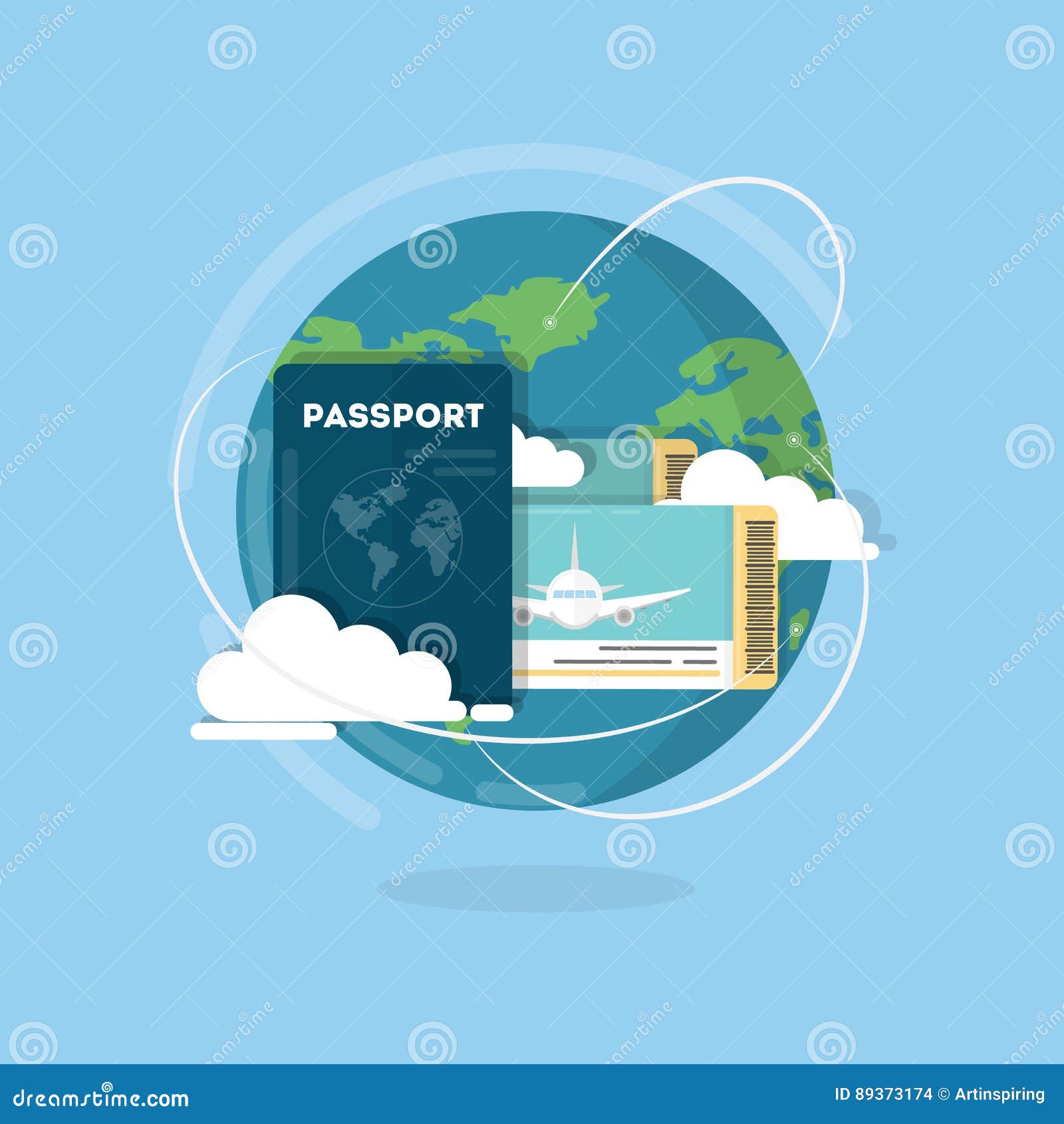 Vector Passport With Tickets Air Travel Concept Id For Traveler Stock