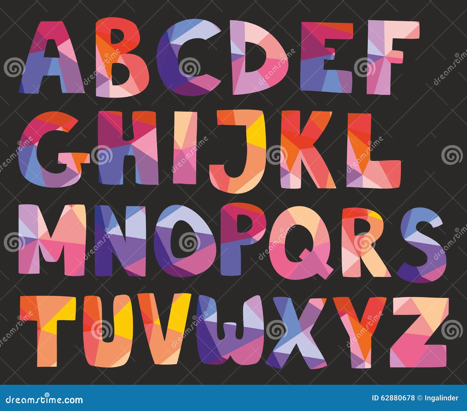 Vector Pastel Alphabet Letters on Black Background Stock Vector ...