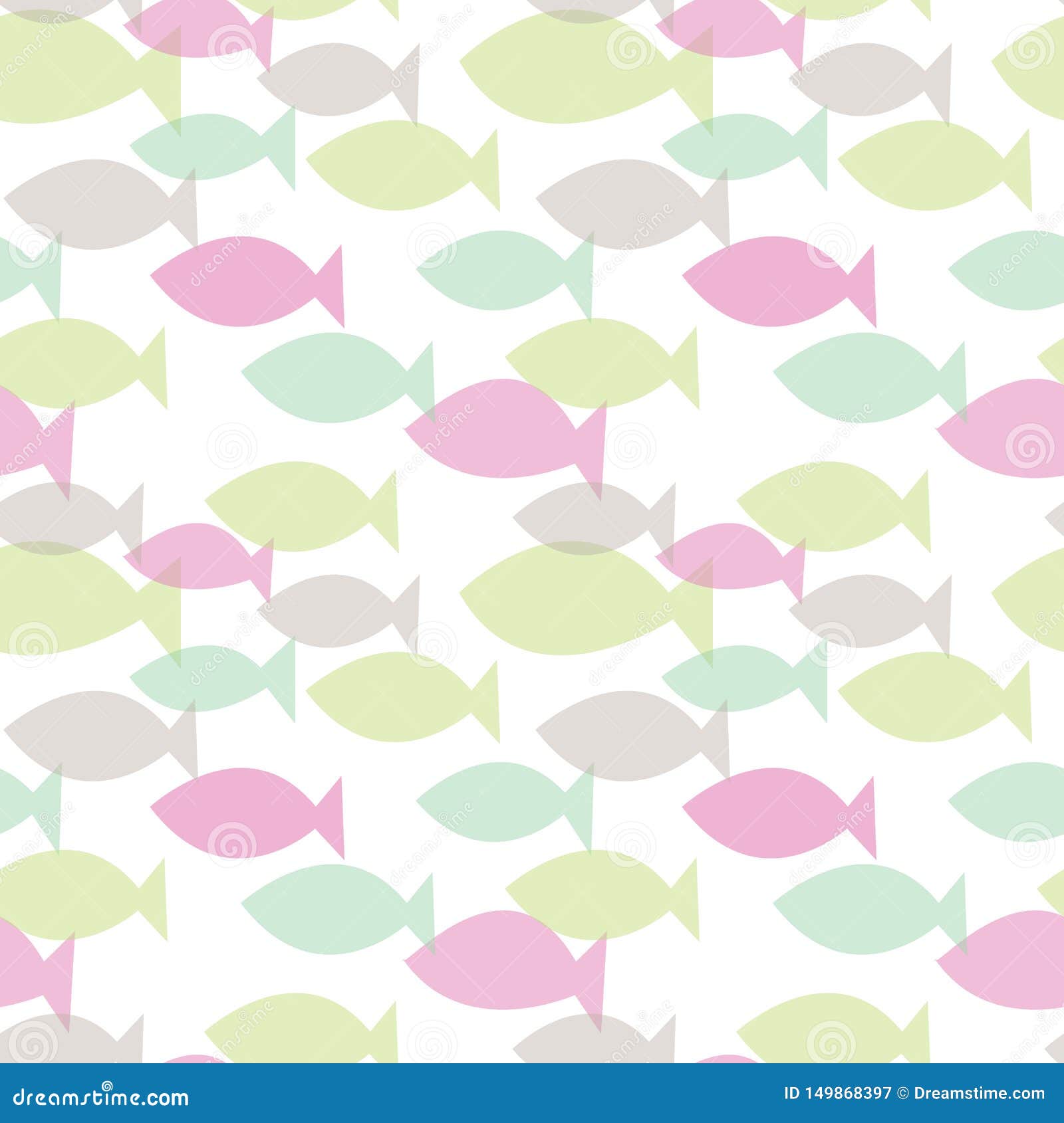 Vector Pastel Colourful Fish Seamless Pattern Background Stock Vector ...