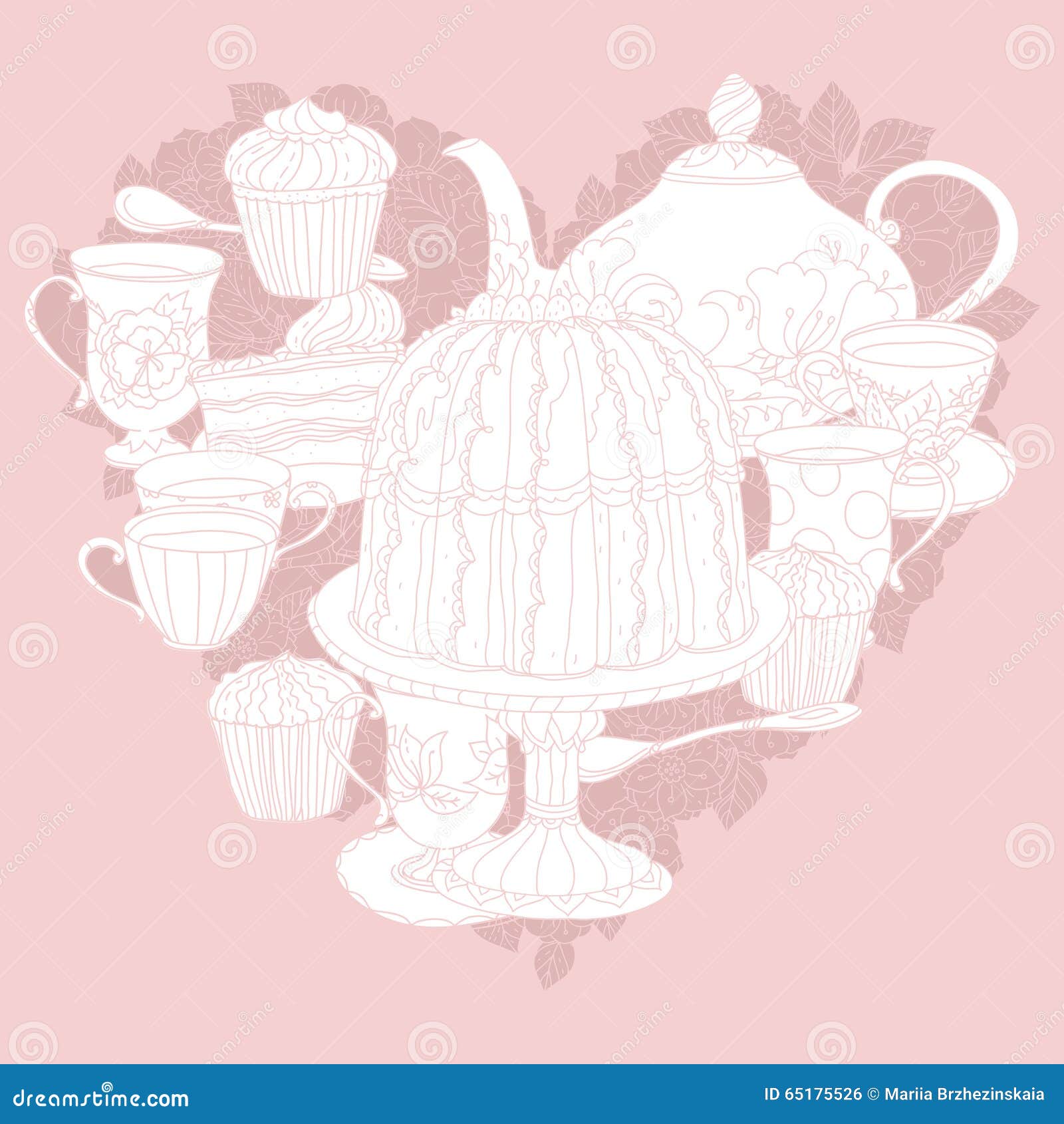 Vector Pastel Floral Tea Time Stock Vector - Illustration of blossom ...