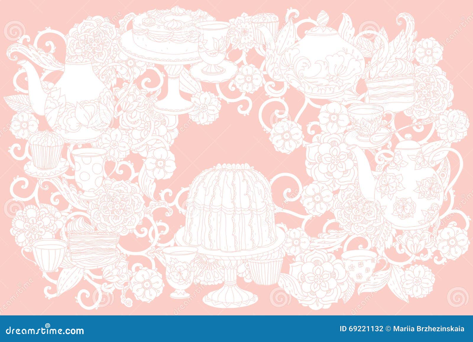 Vector Pastel Floral Tea Time Stock Vector - Illustration of ...
