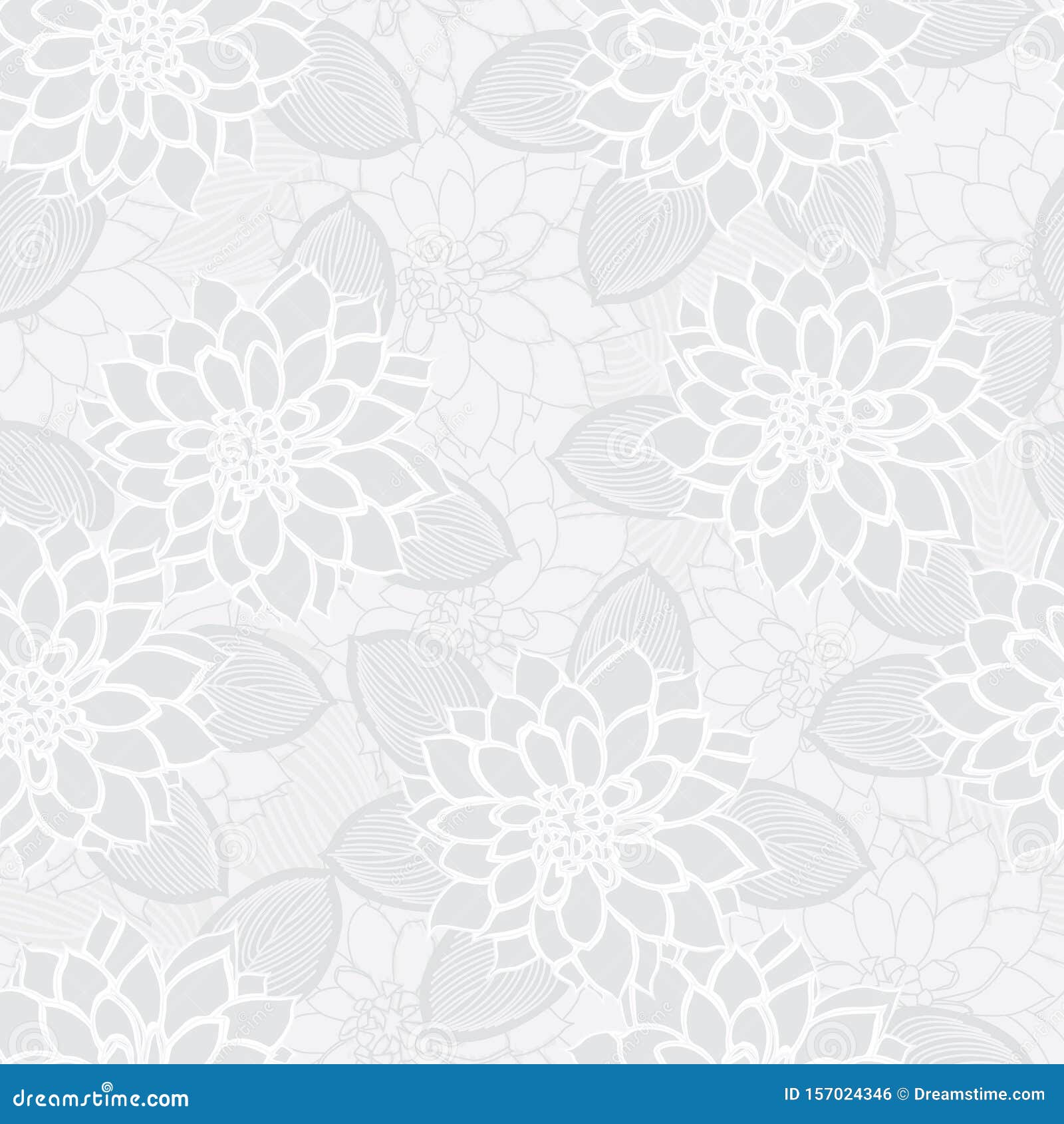 Vector Pastel Gray Flowers Seamless Repeat Background Pattern Stock ...