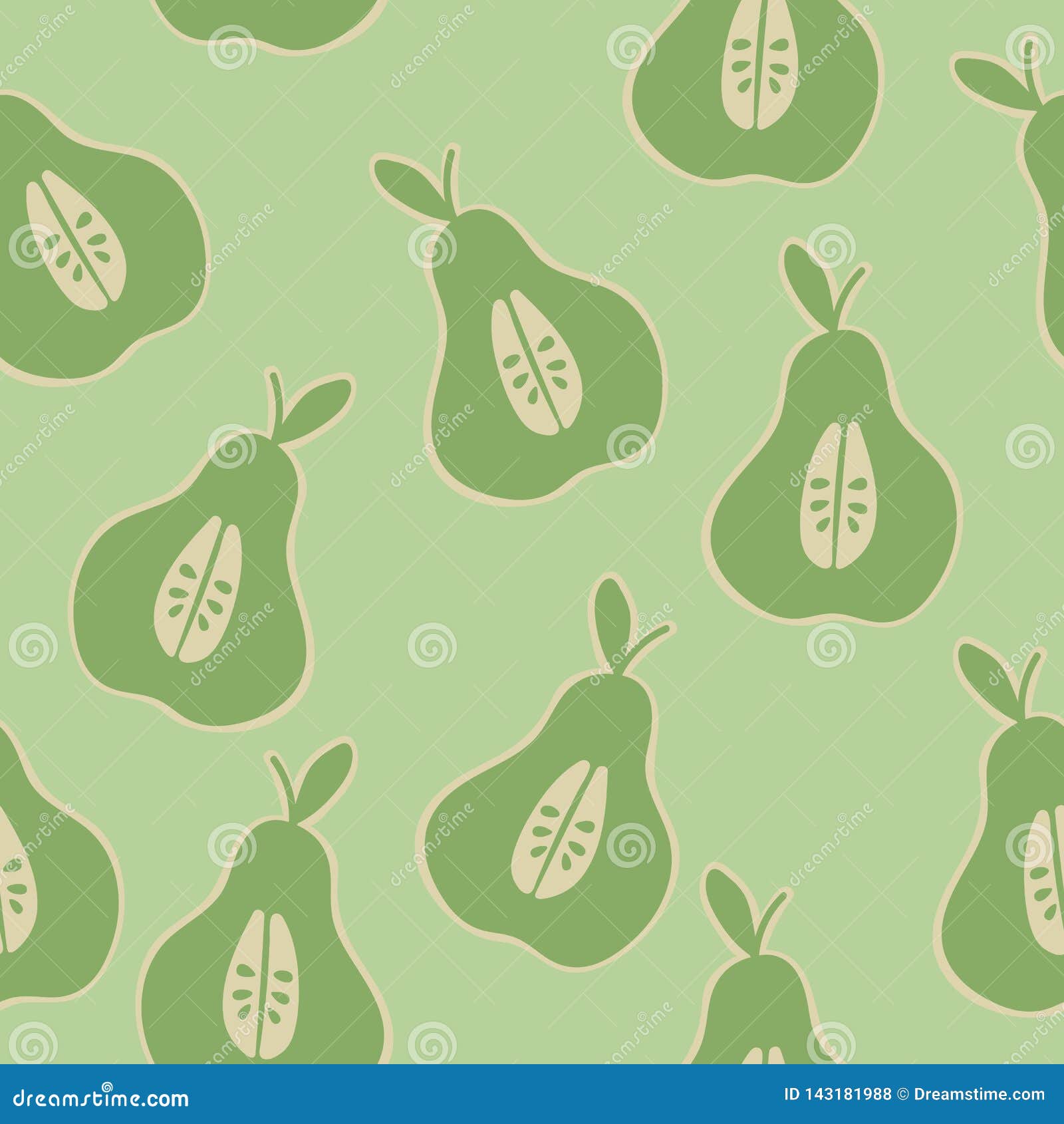 Vector Pastel Pear with Soft Green Seamless Pattern Background Stock ...