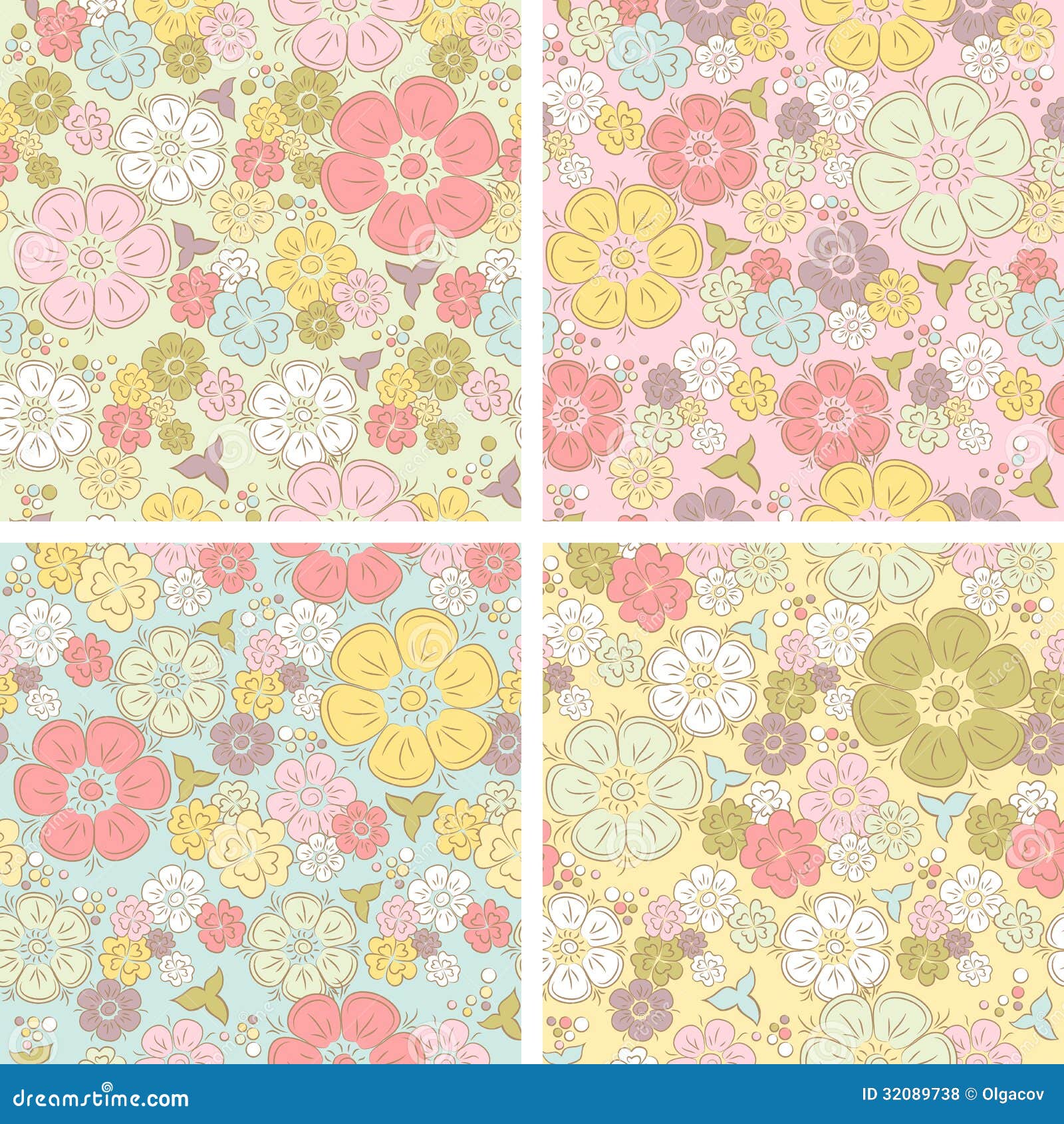 Vector Pastel Seamless Floral Pattern Stock Vector - Illustration of ...