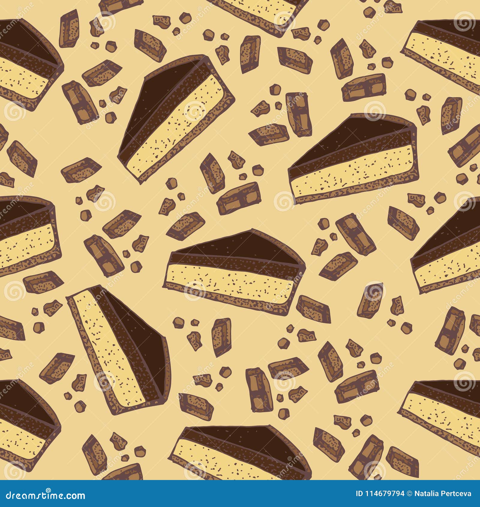 Chocolate Topping Scatter Dessert Concept Seamless Pattern On White ...