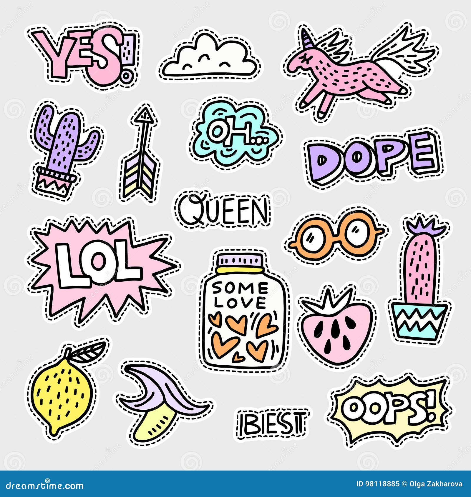 Vector Patch Collection stock vector. Illustration of cute - 98118885