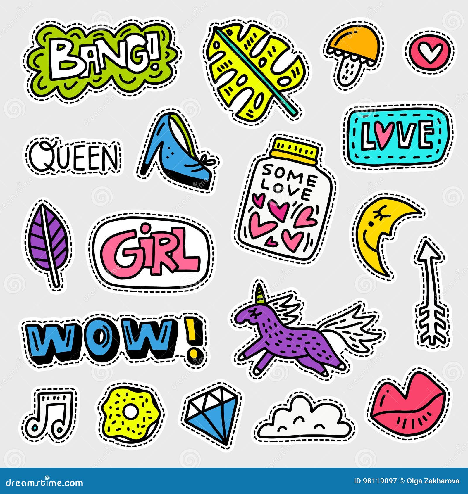 Vector Patch Collection stock vector. Illustration of cartoon - 98119097