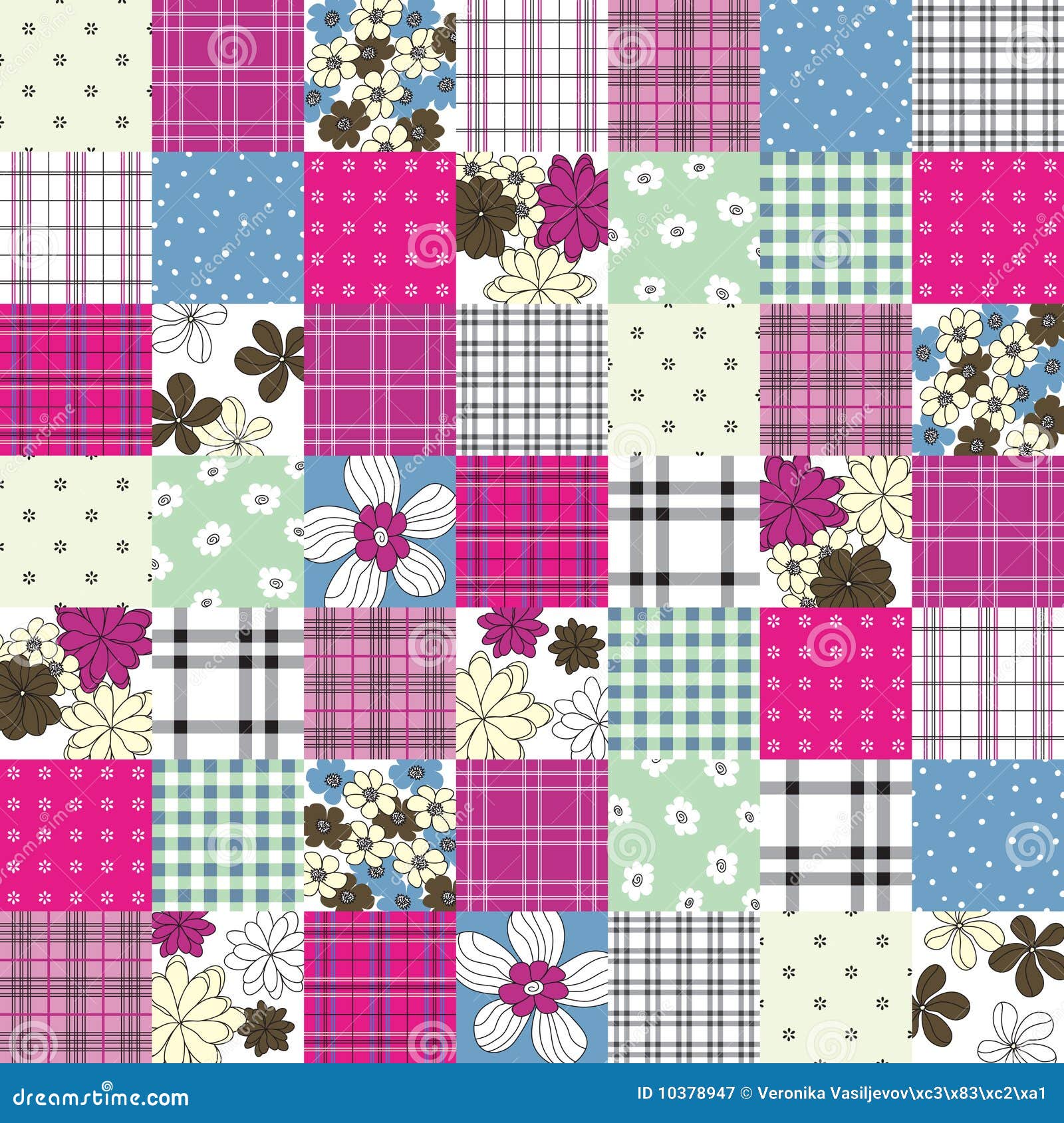 Vector Patchwork Seamless Pattern Stock Vector - Illustration of beauty ...