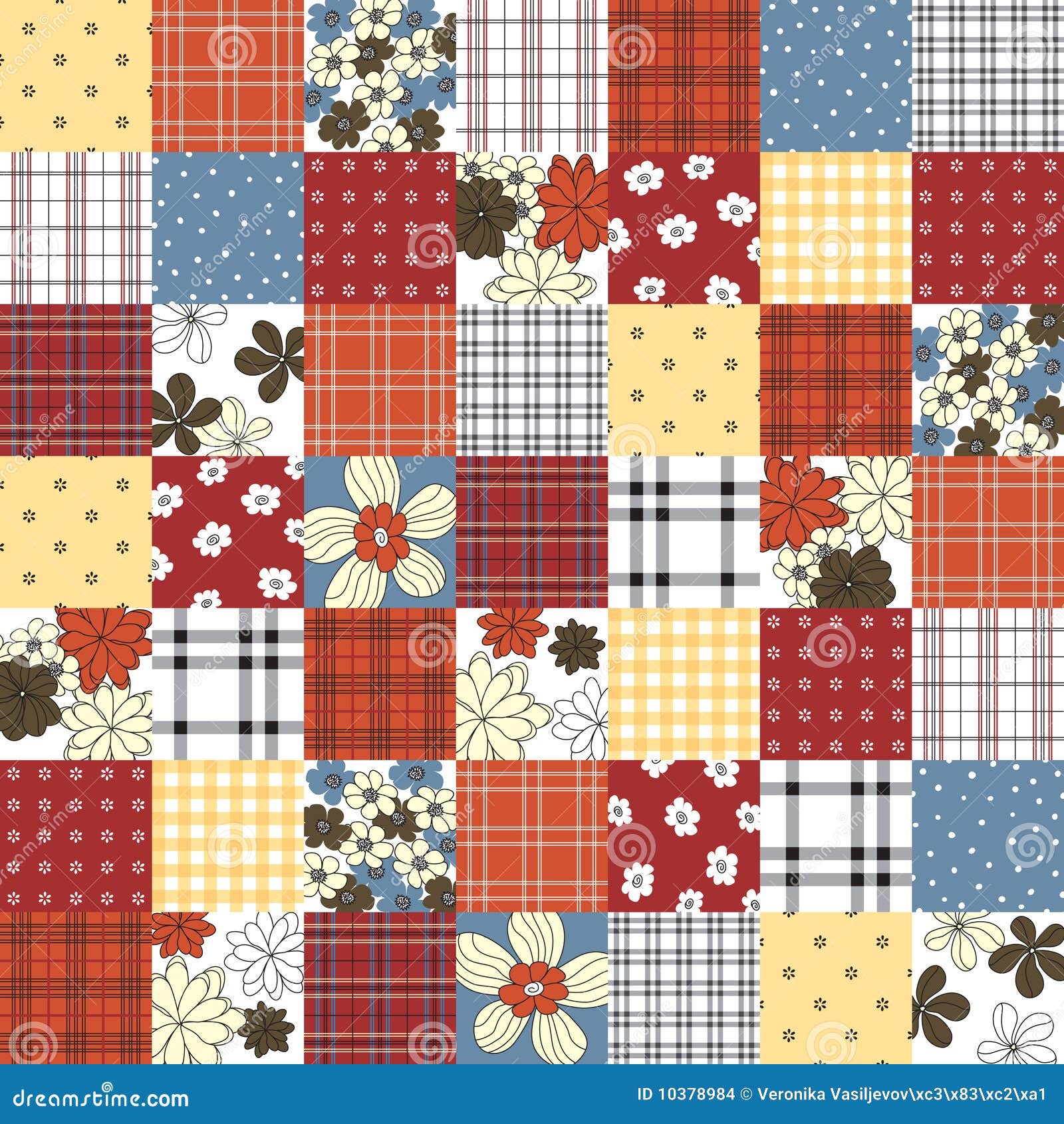 Vector Patchwork Seamless Pattern Stock Vector Illustration Of