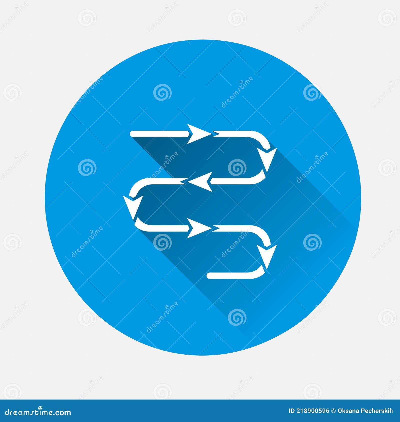 Vector Path Icon with Direction Indicator Arrow Icon on Blue Background ...