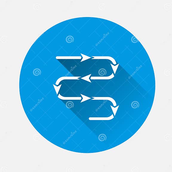Vector Path Icon with Direction Indicator Arrow Icon on Blue Background ...