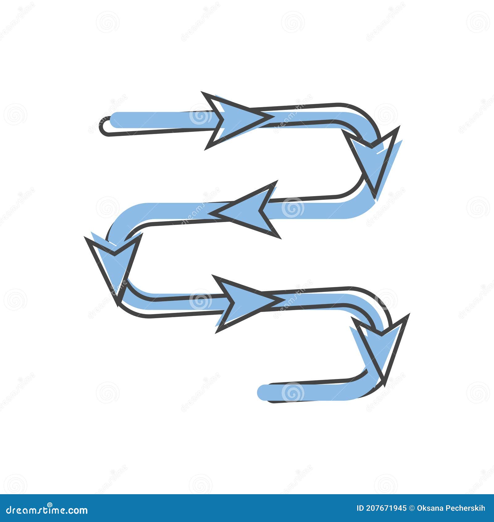 Vector Path Icon with Direction Indicator Arrow on Cartoon Style on ...