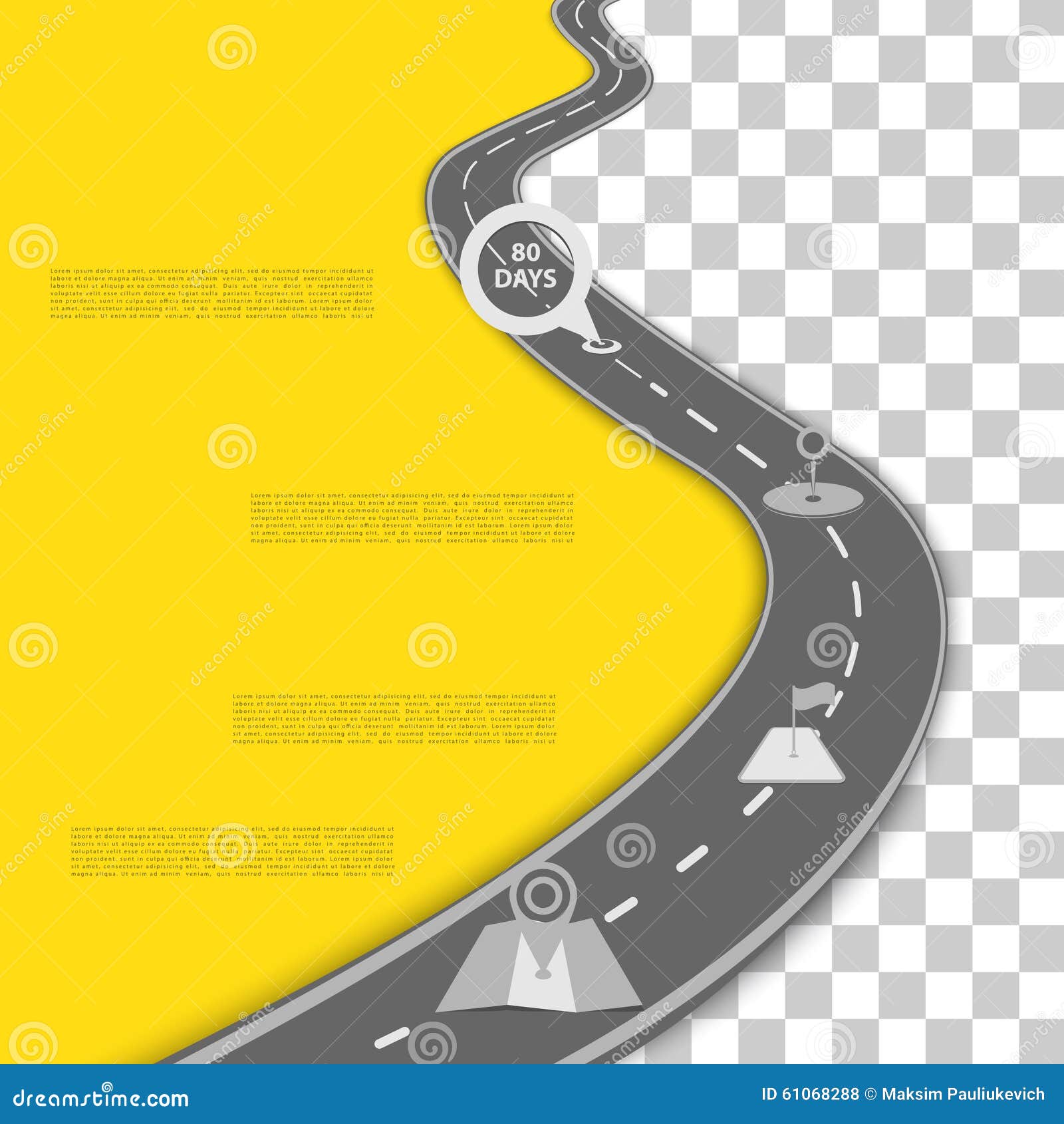 Vector path on the road. stock vector. Illustration of sign - 61068288