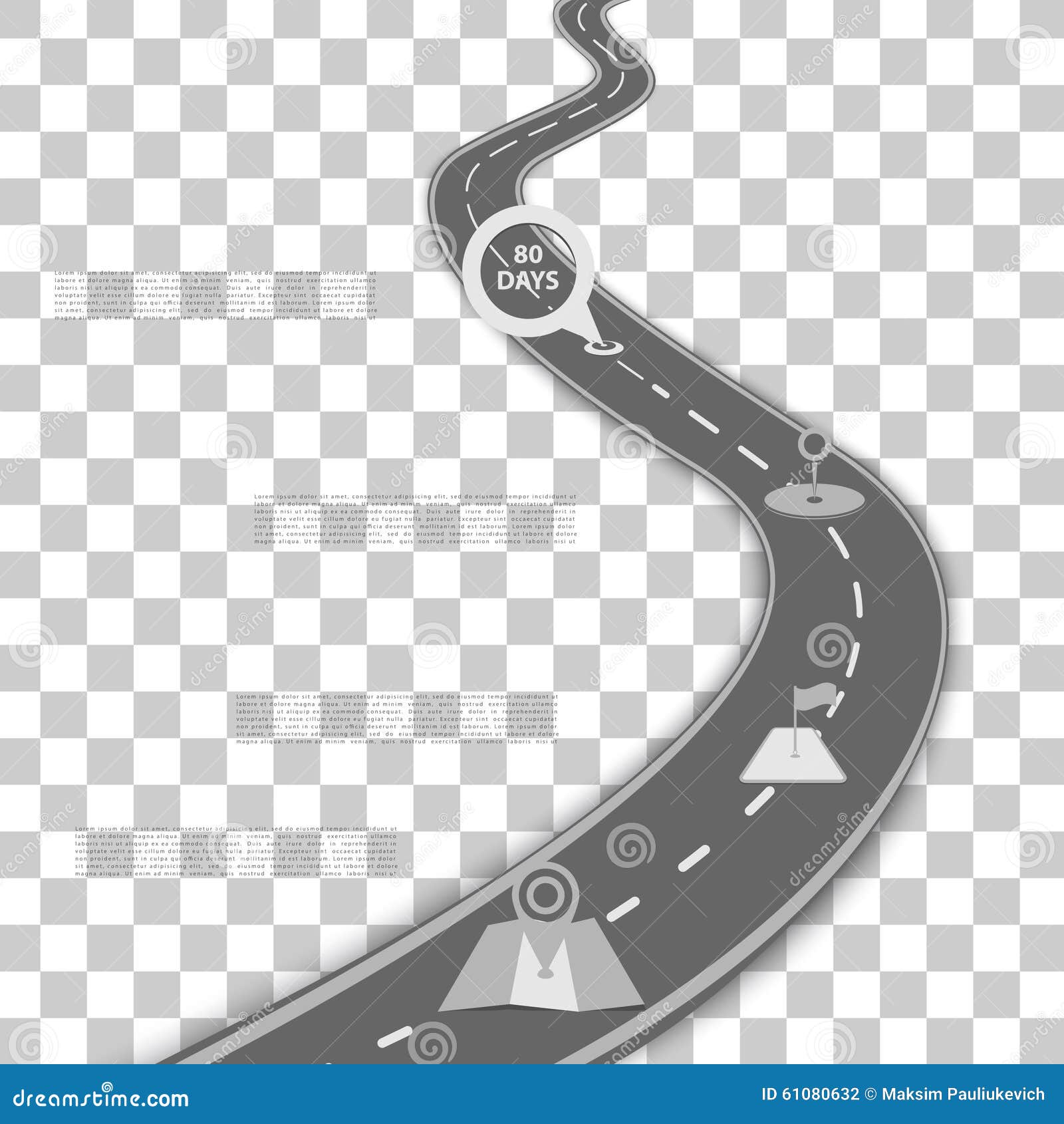 Vector path on the road. stock vector. Illustration of creative - 61080632