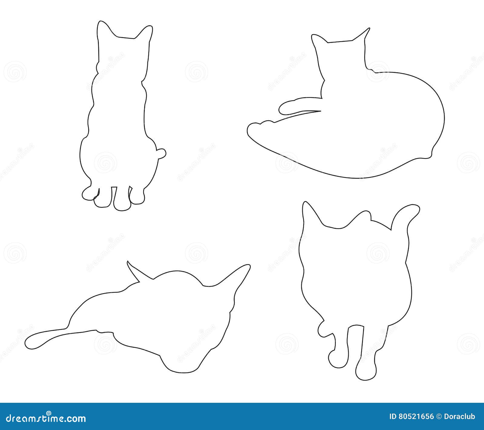 Vector paths of Cats set stock vector. Illustration of beautiful - 80521656