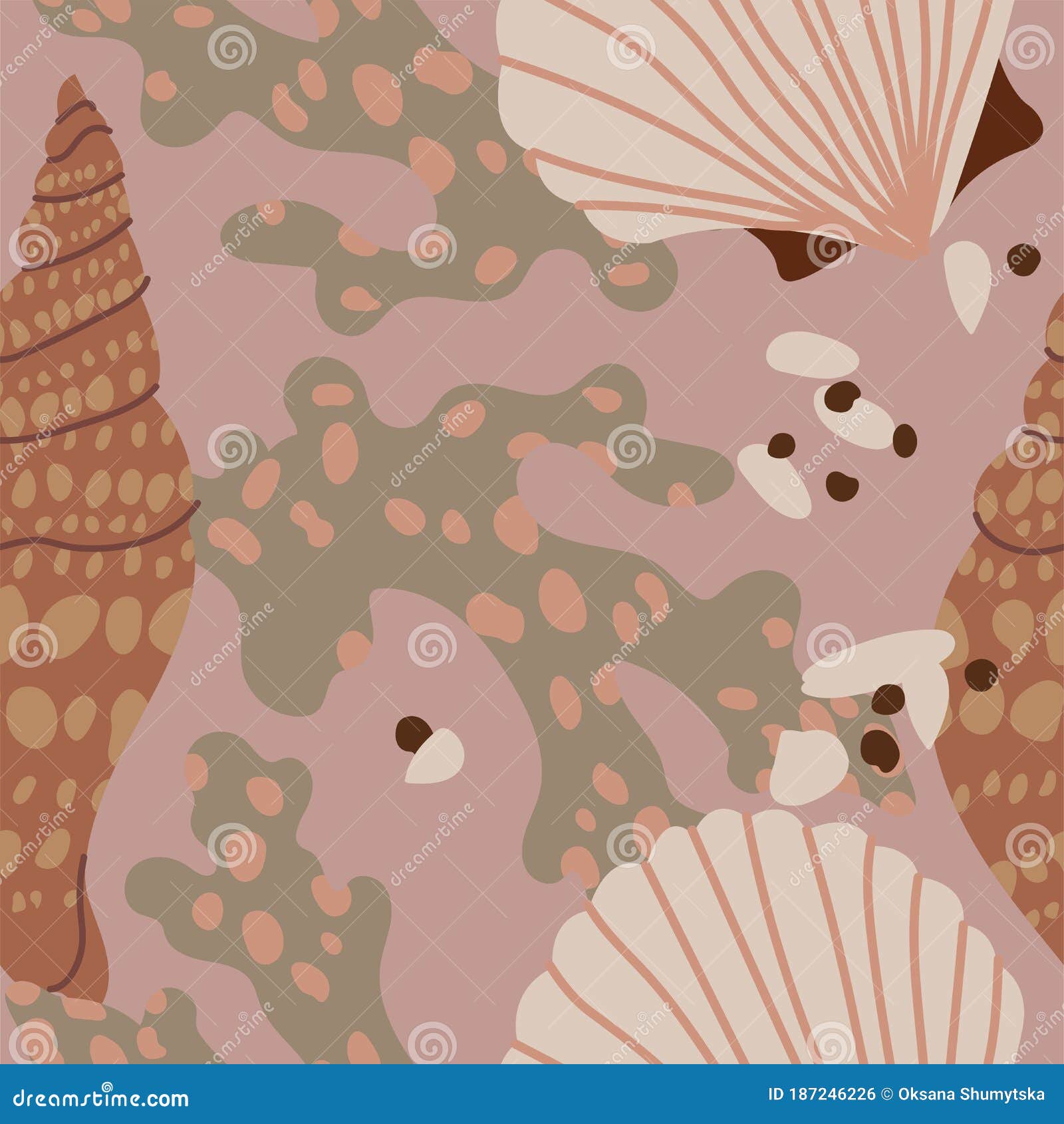Vector Patten with Sea Shells. Seamless Marine Pattern or Wrapping ...