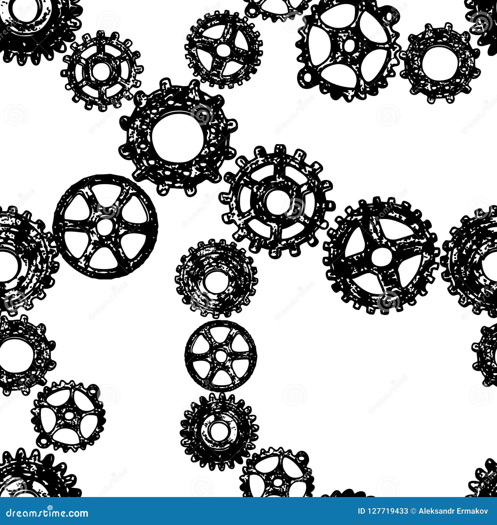 Seamless Background of Different Gears Stock Vector - Illustration of ...