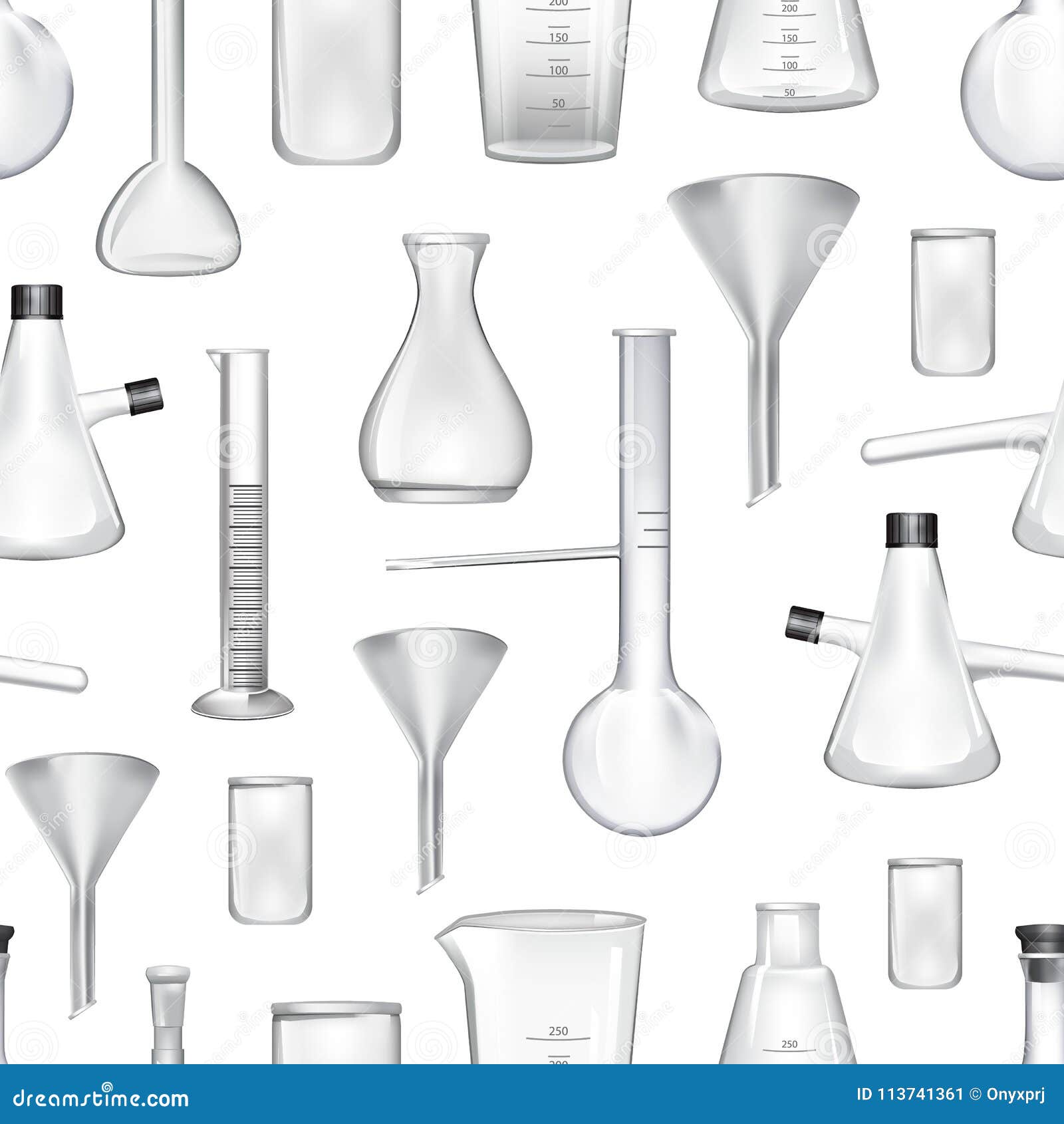 Vector Pattern Background Illustration with Chemical Laboratory Glass ...
