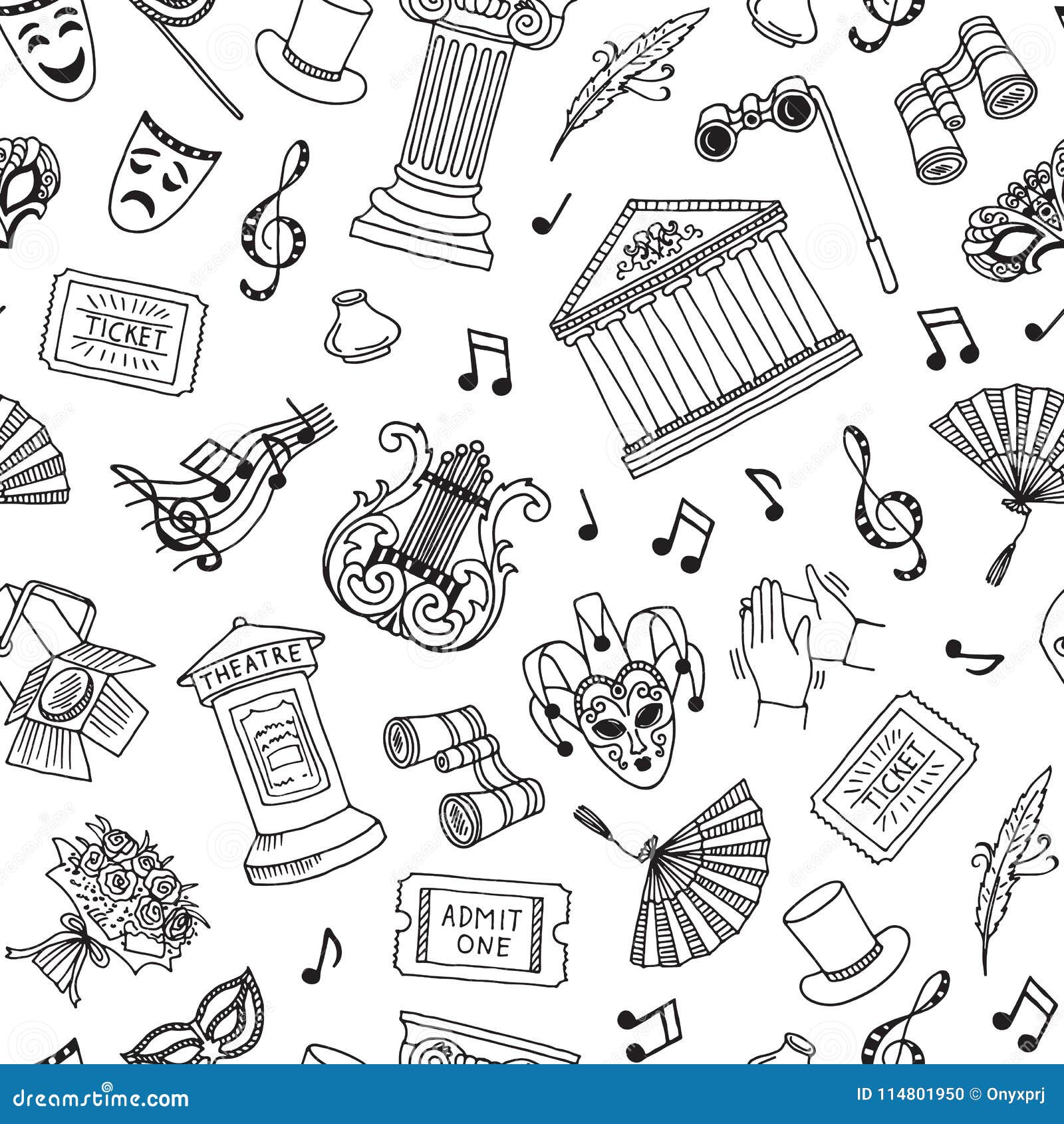 Vector Pattern Background Illustration Doodle Theatre Elements Stock ...