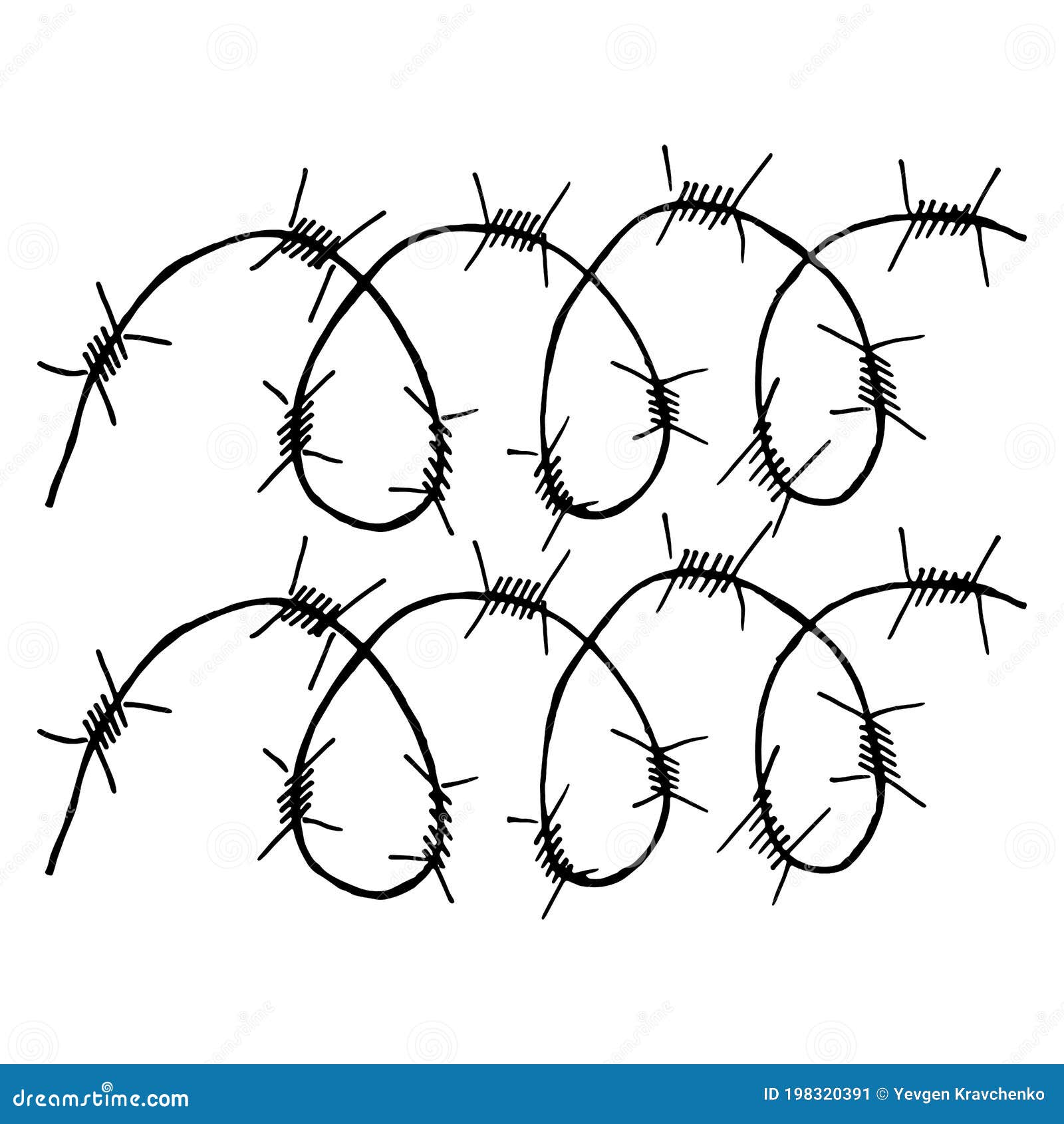 Barbed Wire. Vector Pattern Barbed Wire. Hand Drawn Stock Vector ...