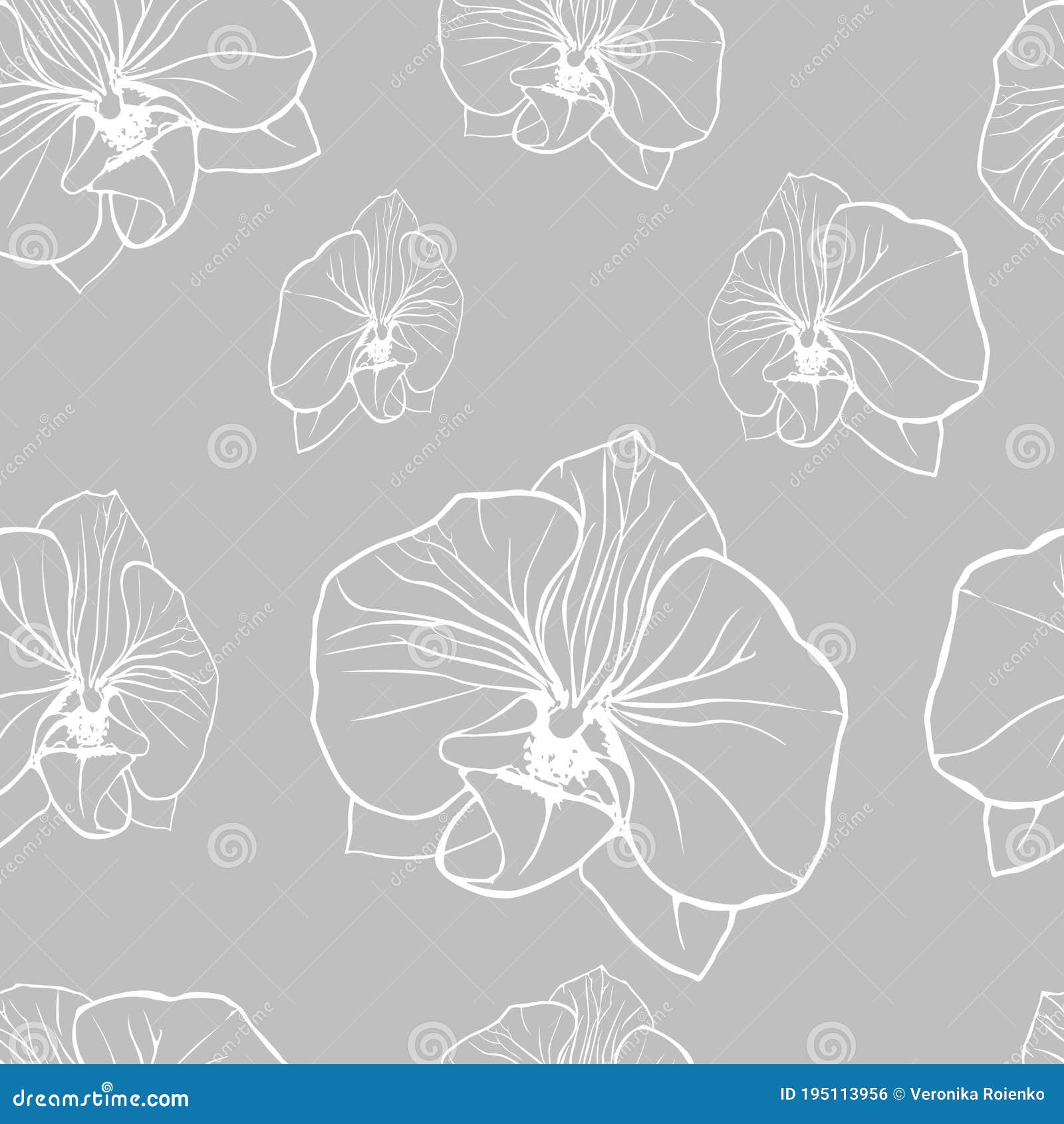 Vector Pattern of Beautiful White Orchids. Seamless Pattern for Textile ...