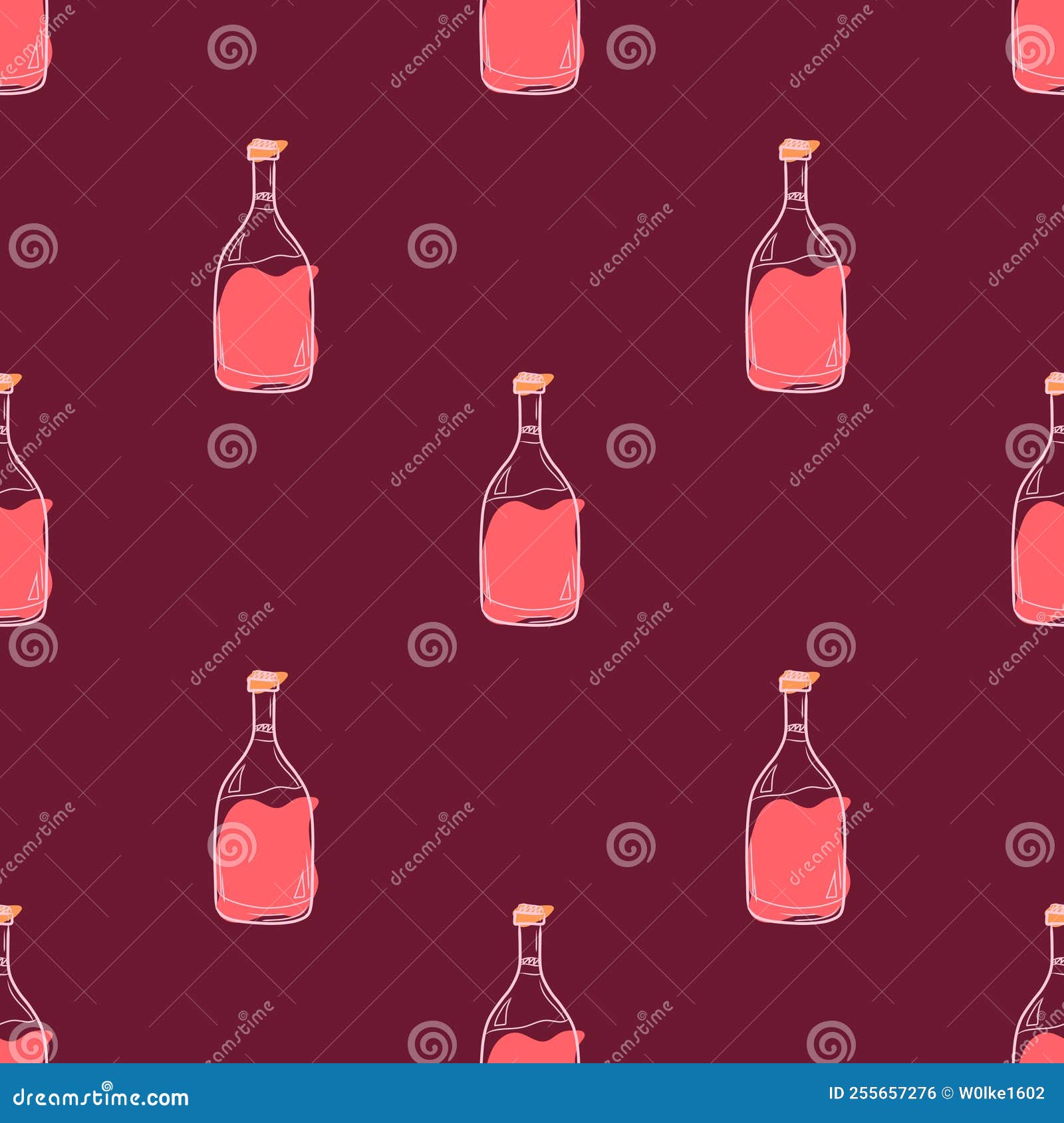 Vector Pattern with Bottles of Red Wine on a Colored Background in ...