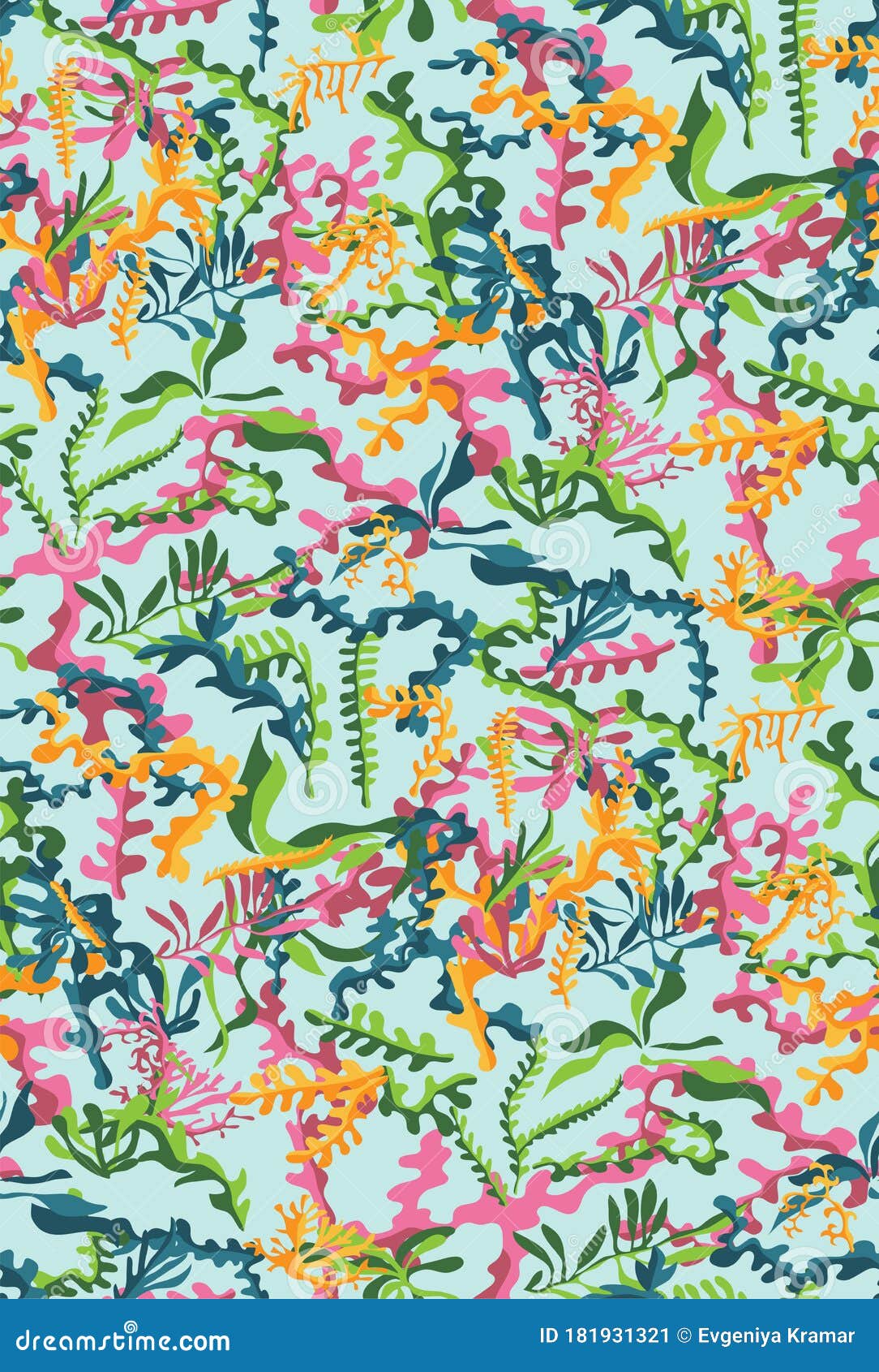 Vector Pattern Bright Colored Cartoon Algae Stock Illustration ...