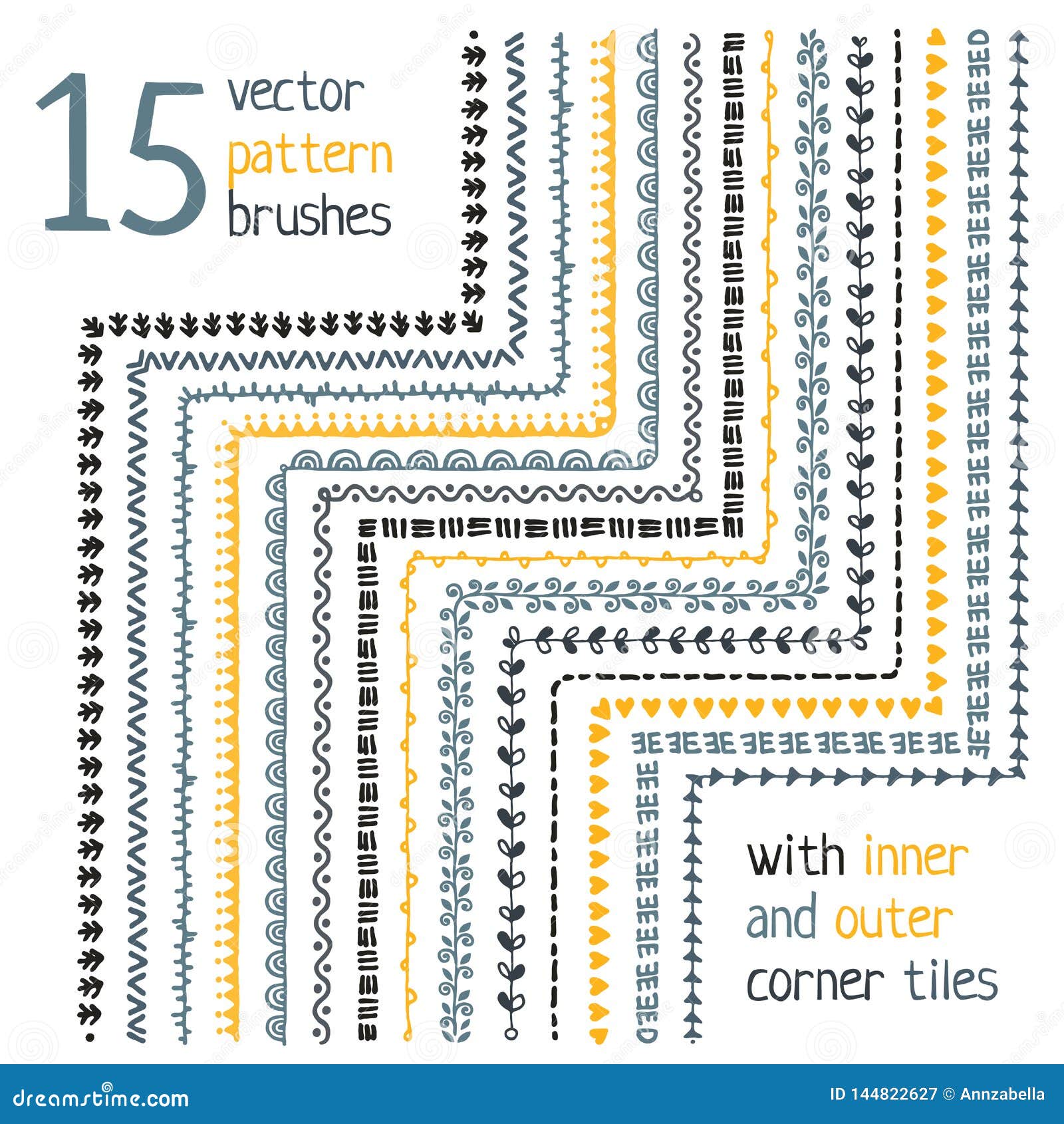 Vector Pattern Brushes Set with Inner and Outer Corner Elements ...