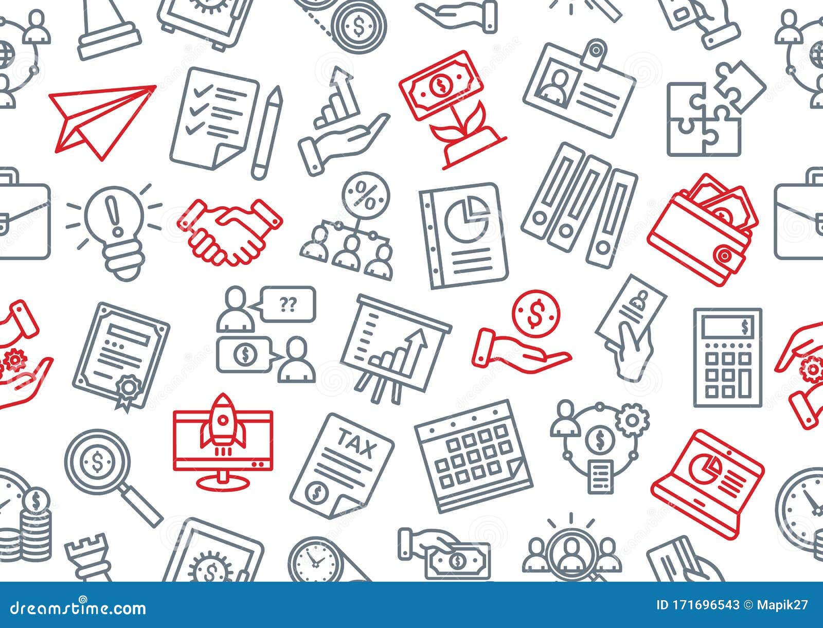 Vector Pattern Business Symbols on a White Background. Stock Vector ...