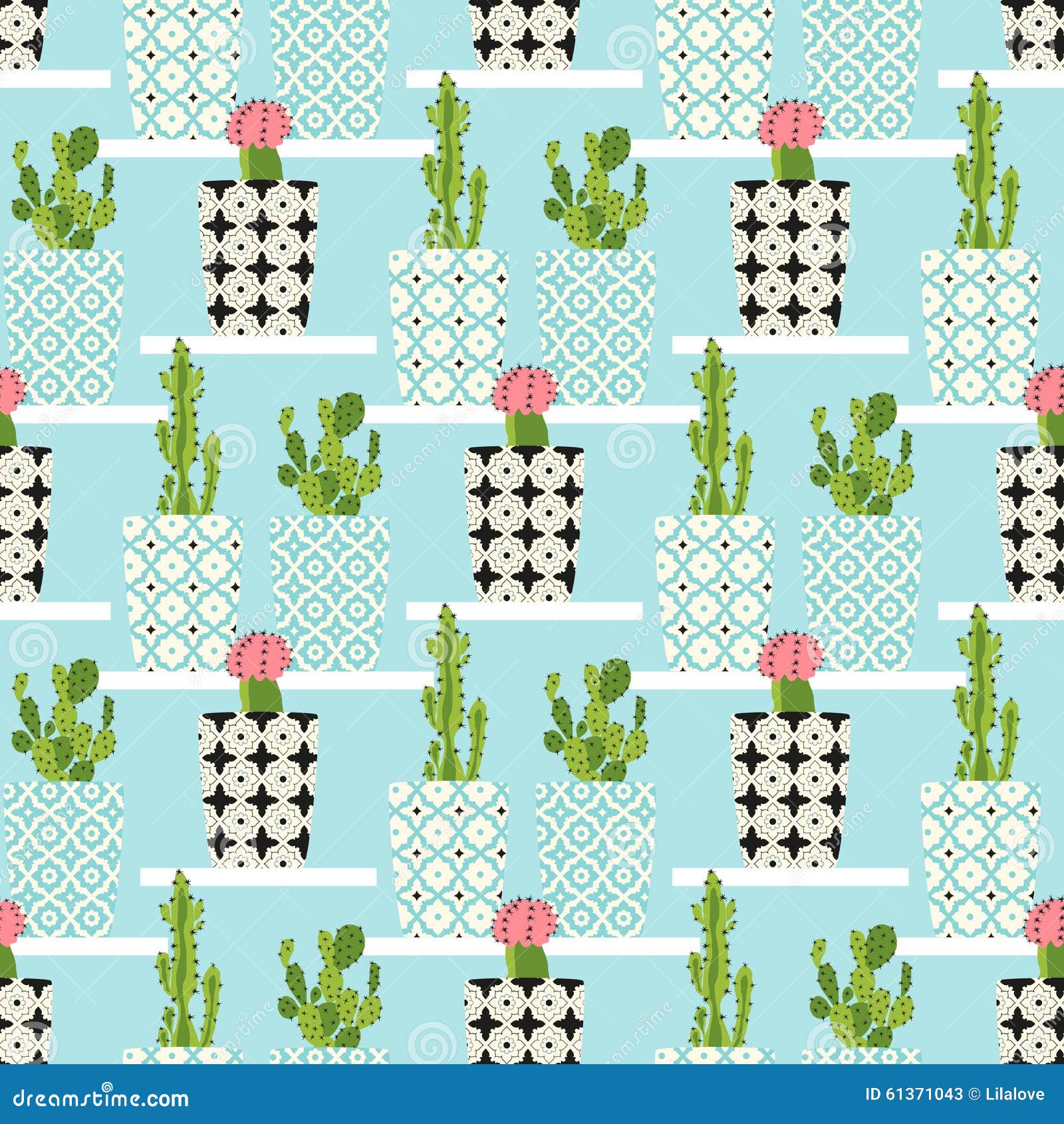 Vector pattern with cactus stock vector. Illustration of ornament ...