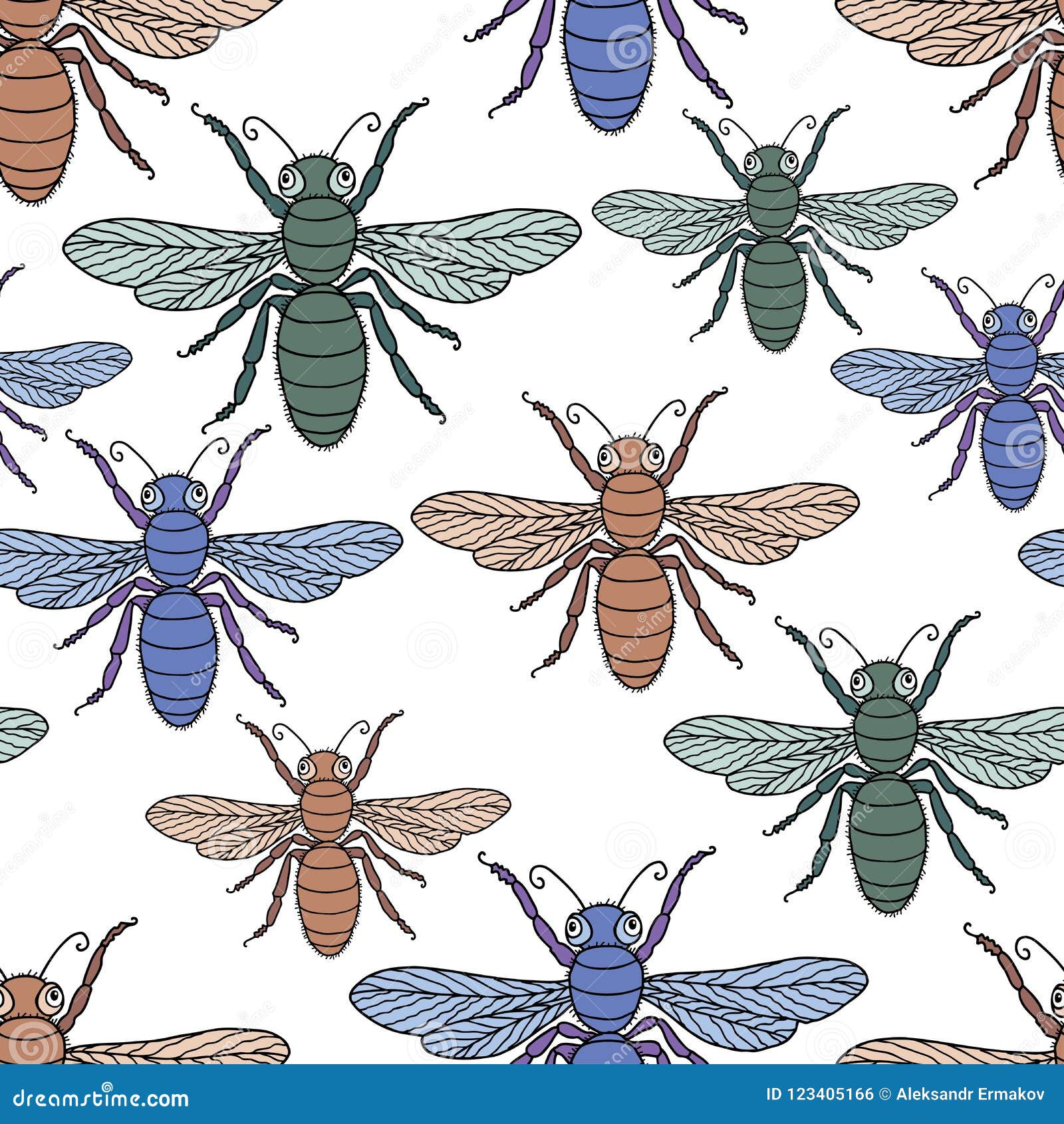 Vector Pattern from Cartoon Flies Stock Vector - Illustration of ...