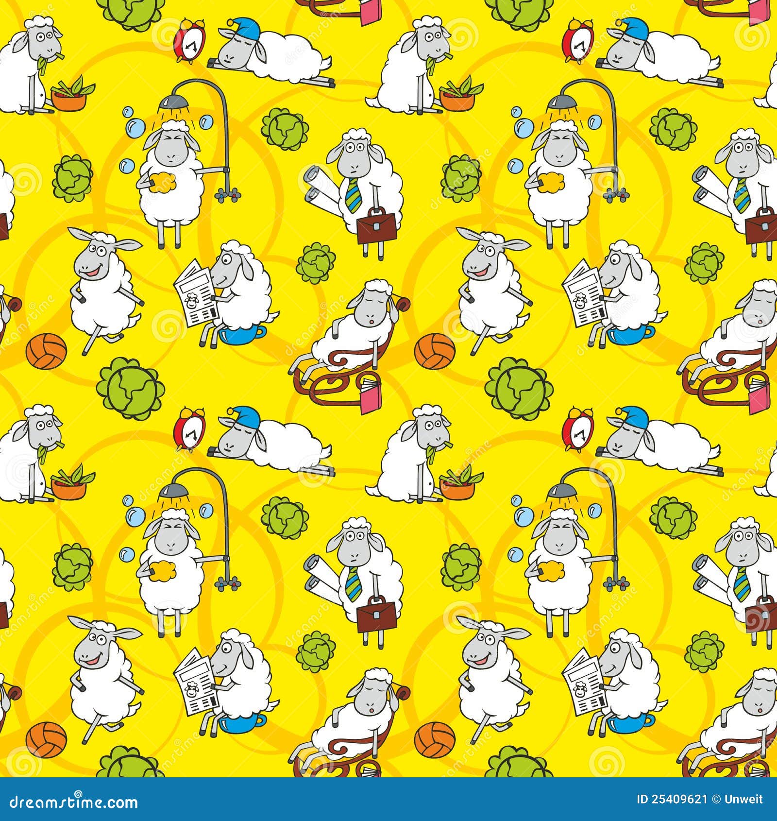 Vector Pattern with Cartoon Sheep Stock Vector - Illustration of lamb ...