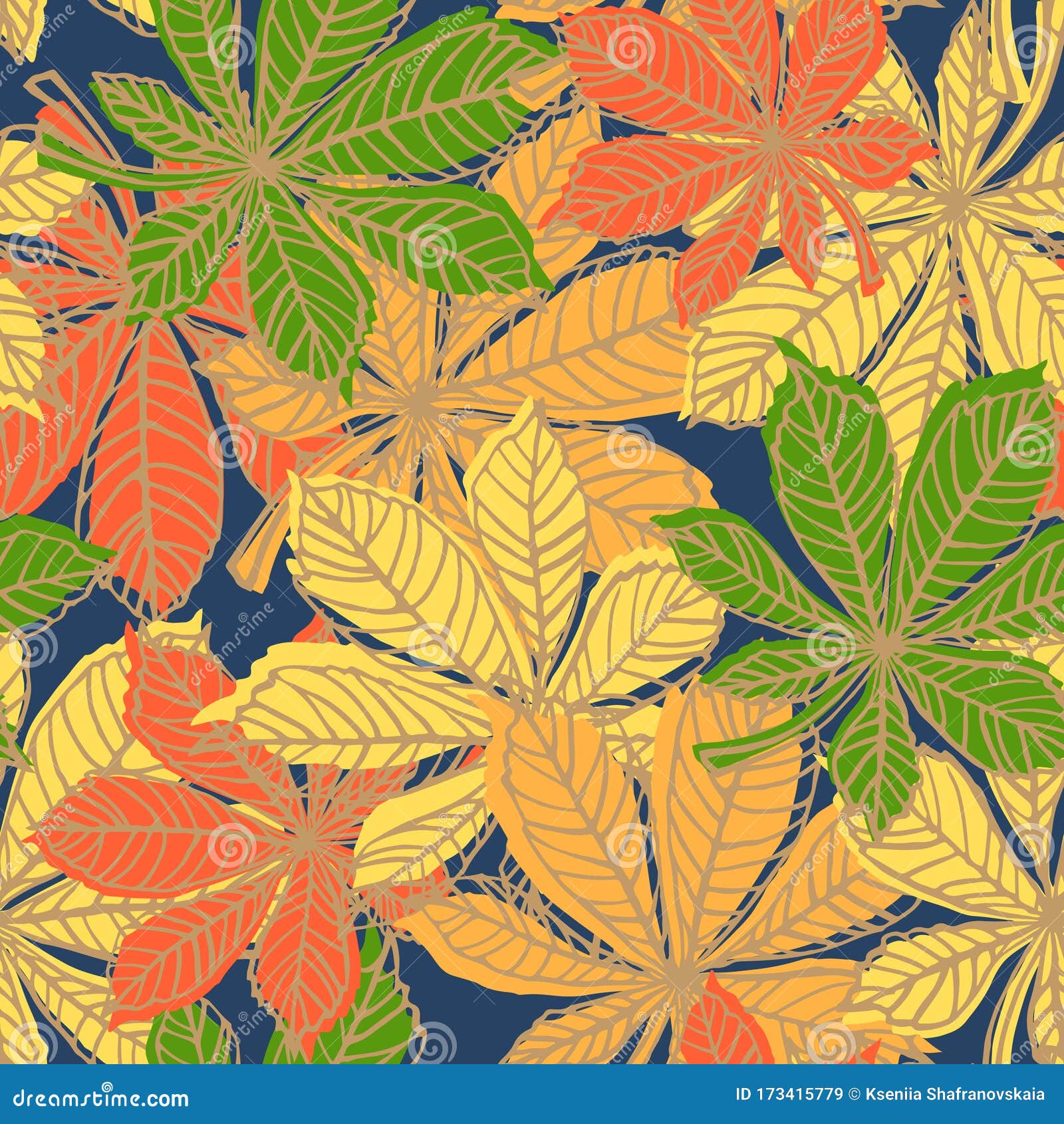 Vector Pattern with Chestnut Leaves Stock Vector - Illustration of ...