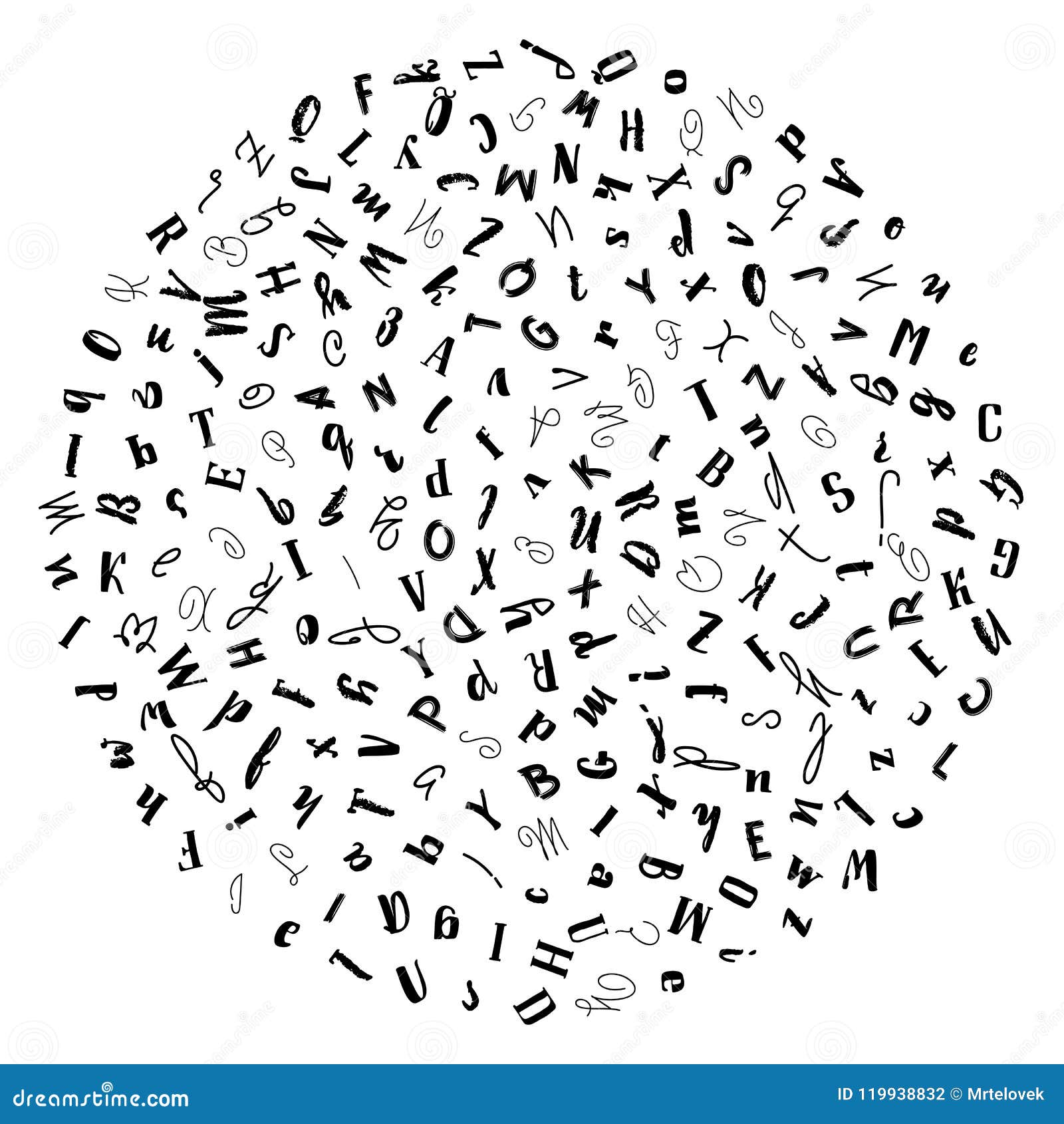 Vector Pattern Circle with Letters of the Alphabet in Random Order on a ...
