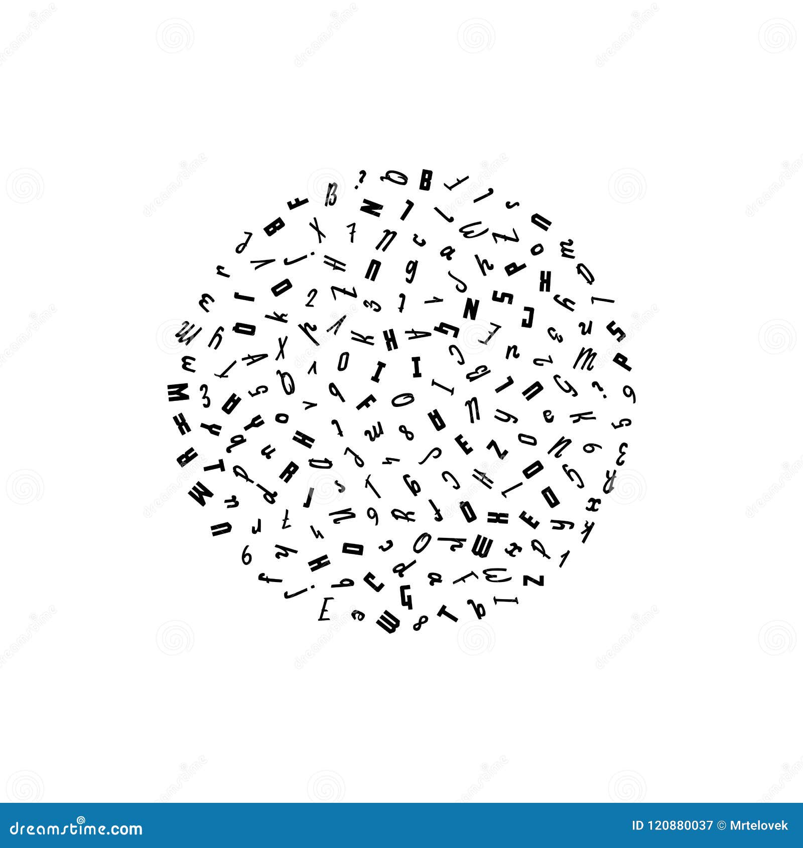 Vector Pattern Circle with Letters of the Alphabet in Random Order on a ...