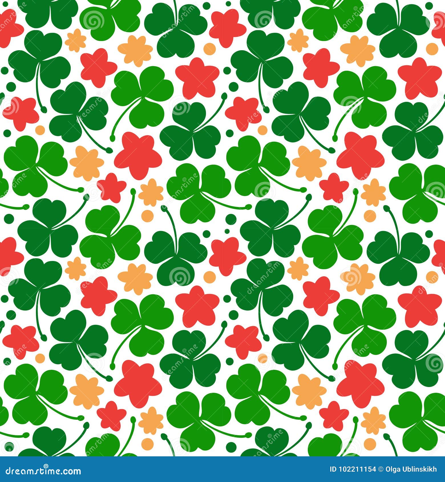 Vector Pattern with Clovers, Trefoils. St. Patrick`s Day Texture ...