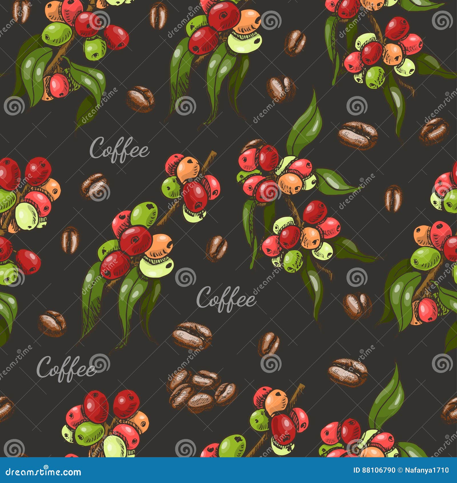 Vector pattern with coffee stock vector. Illustration of seamless ...