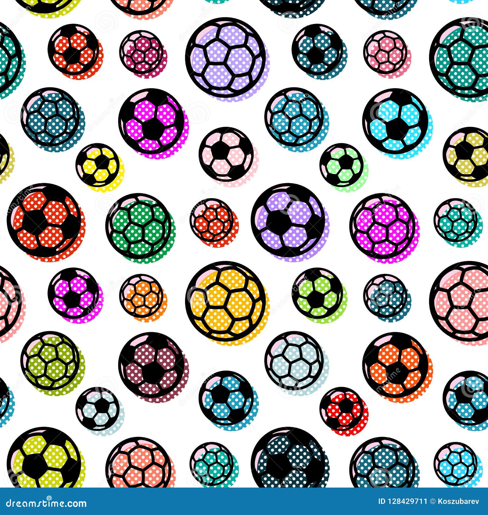 Vector Pattern with Colorful Soccer Balls Stock Vector - Illustration ...
