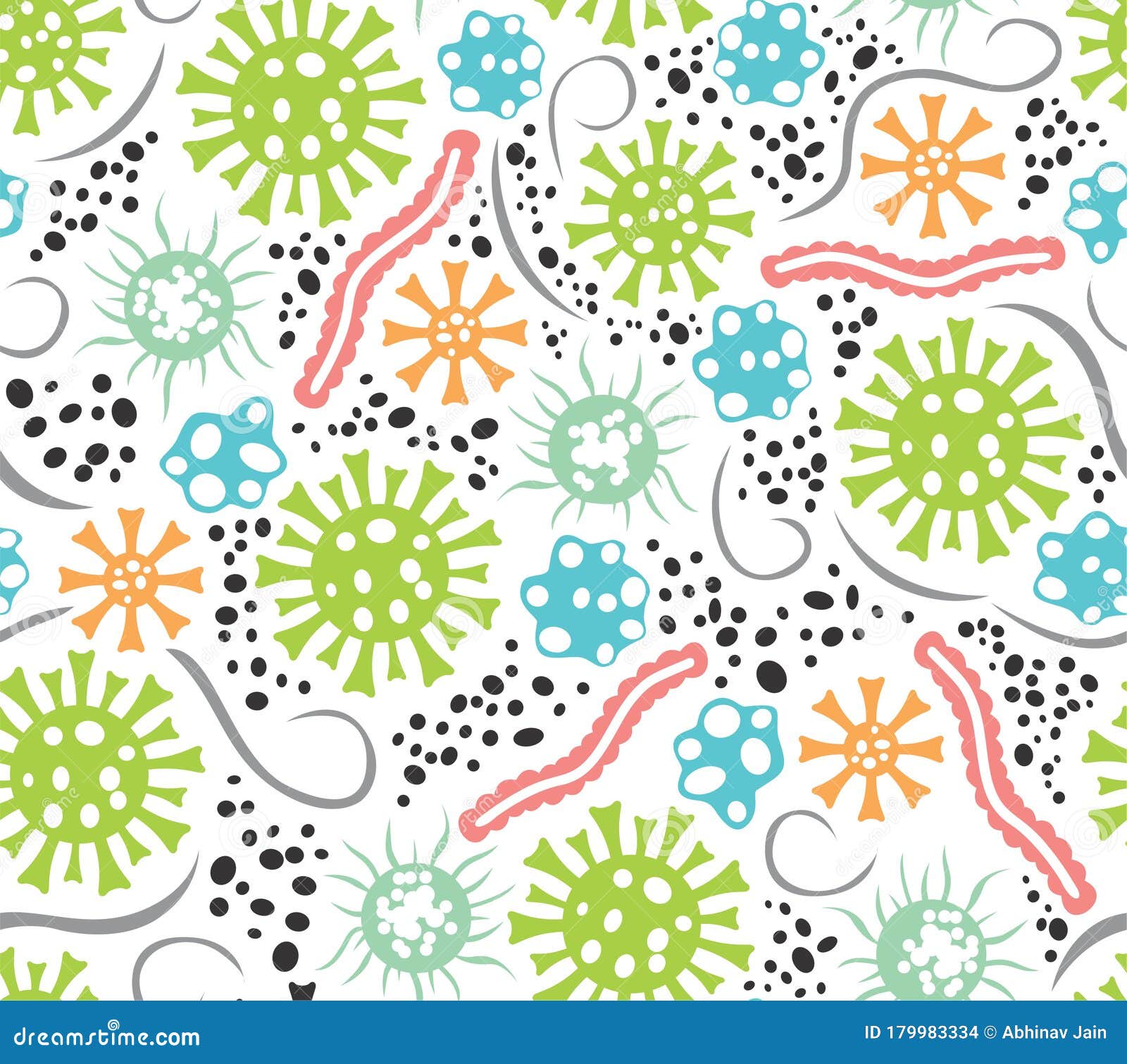 Corona Virus Pattern with Other Bacterias in Different Colors White ...