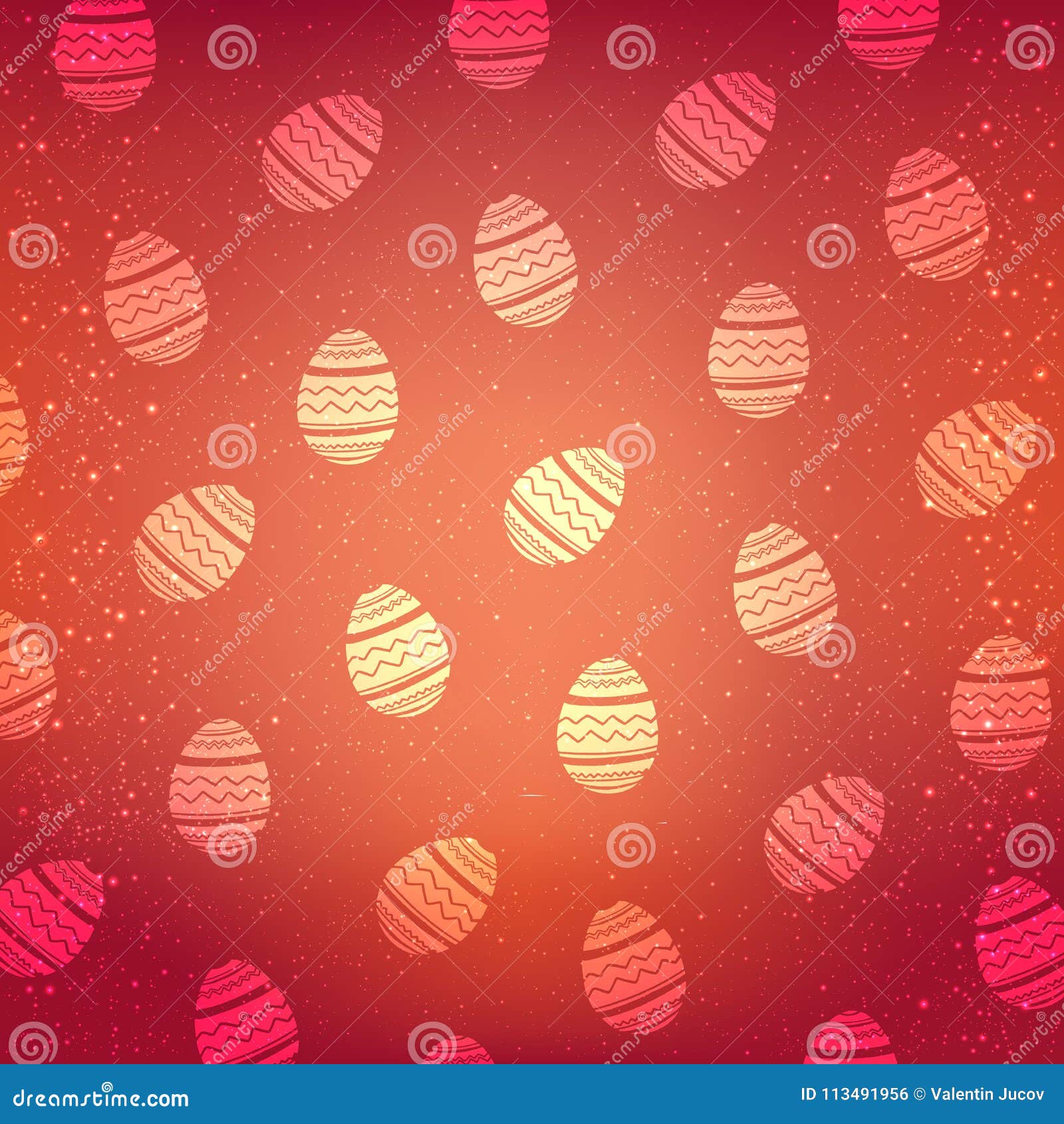 Vector Pattern with Decorative Eggs. Easter Holiday Red Background ...