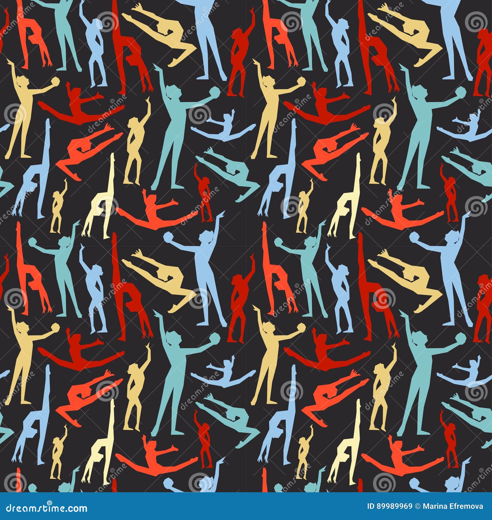 Vector Pattern with Decorative Silhouettes of Gymnasts. Stock Vector ...