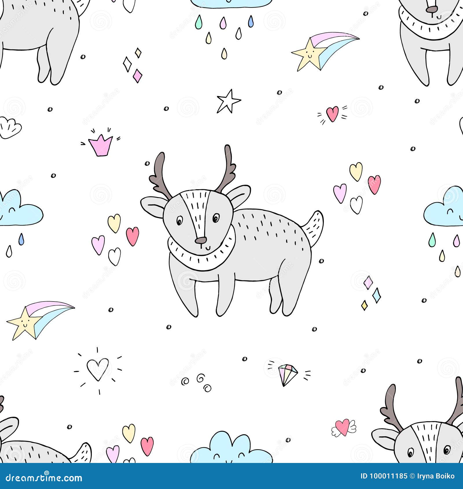 Vector Pattern with Deer. Printable Templates. Stock Vector ...