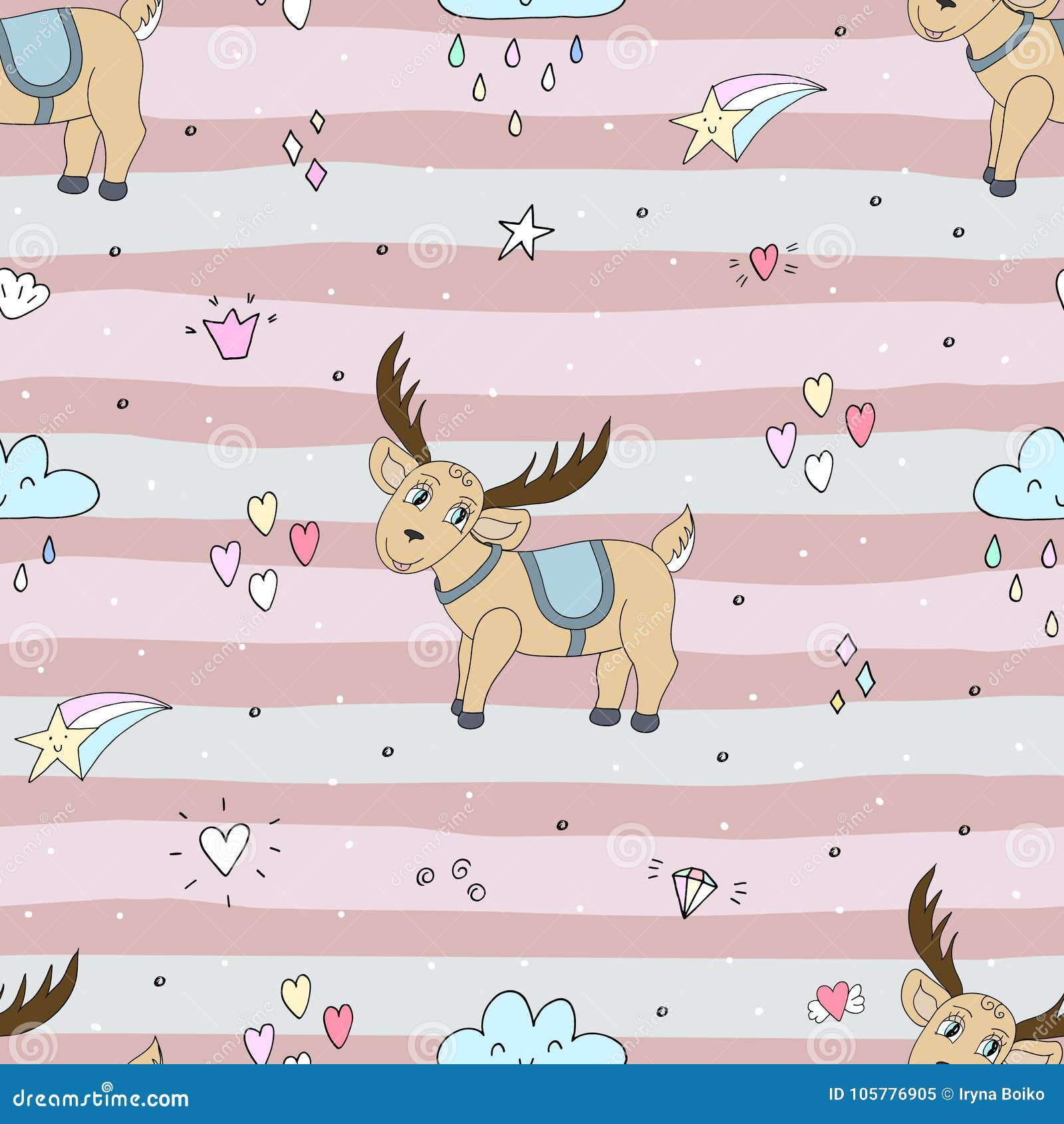 Vector Pattern with Deer. Printable Templates. Stock Vector ...